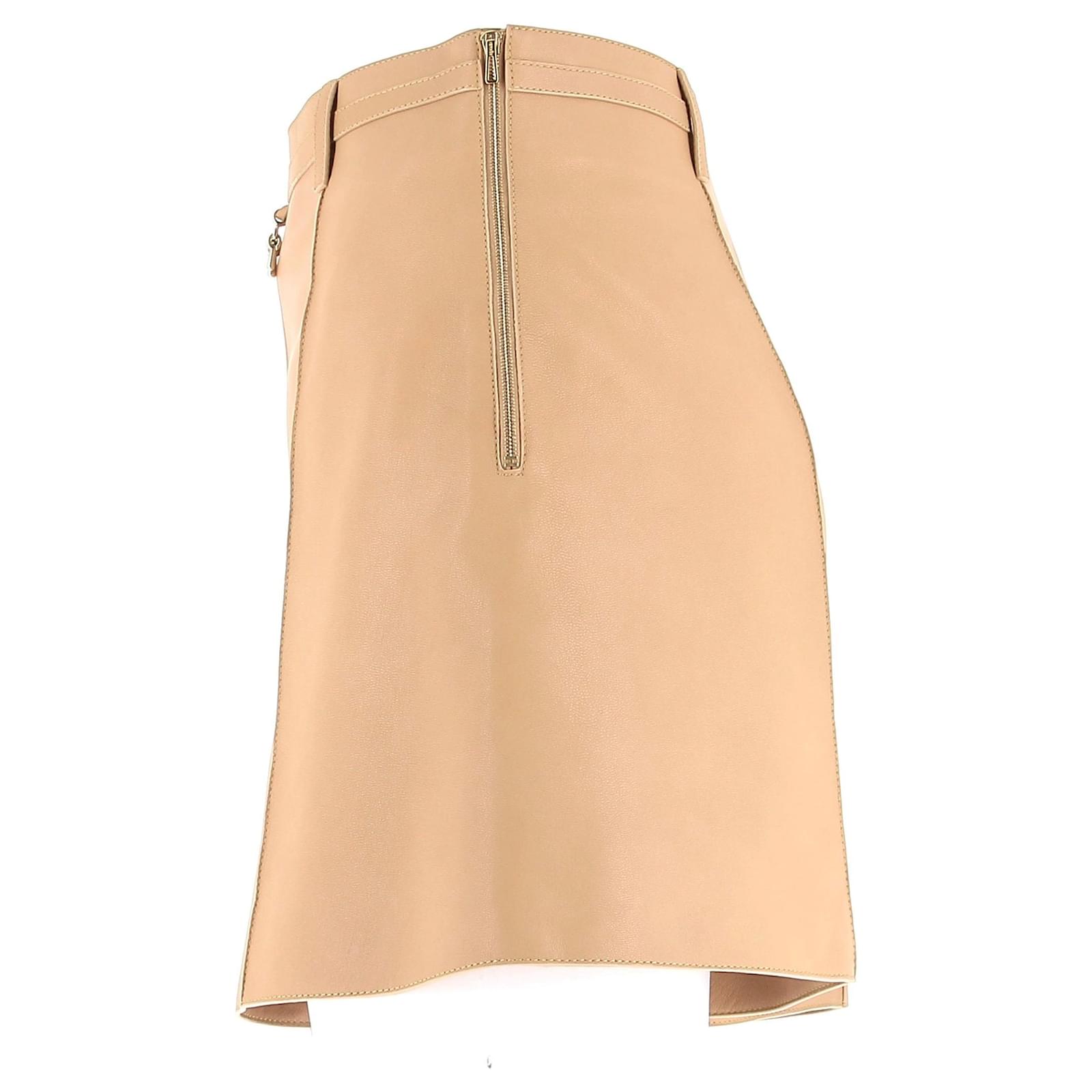 Pantaloni Hermès T.FR 34 Pelle Beige ref.1641890 - Joli Closet