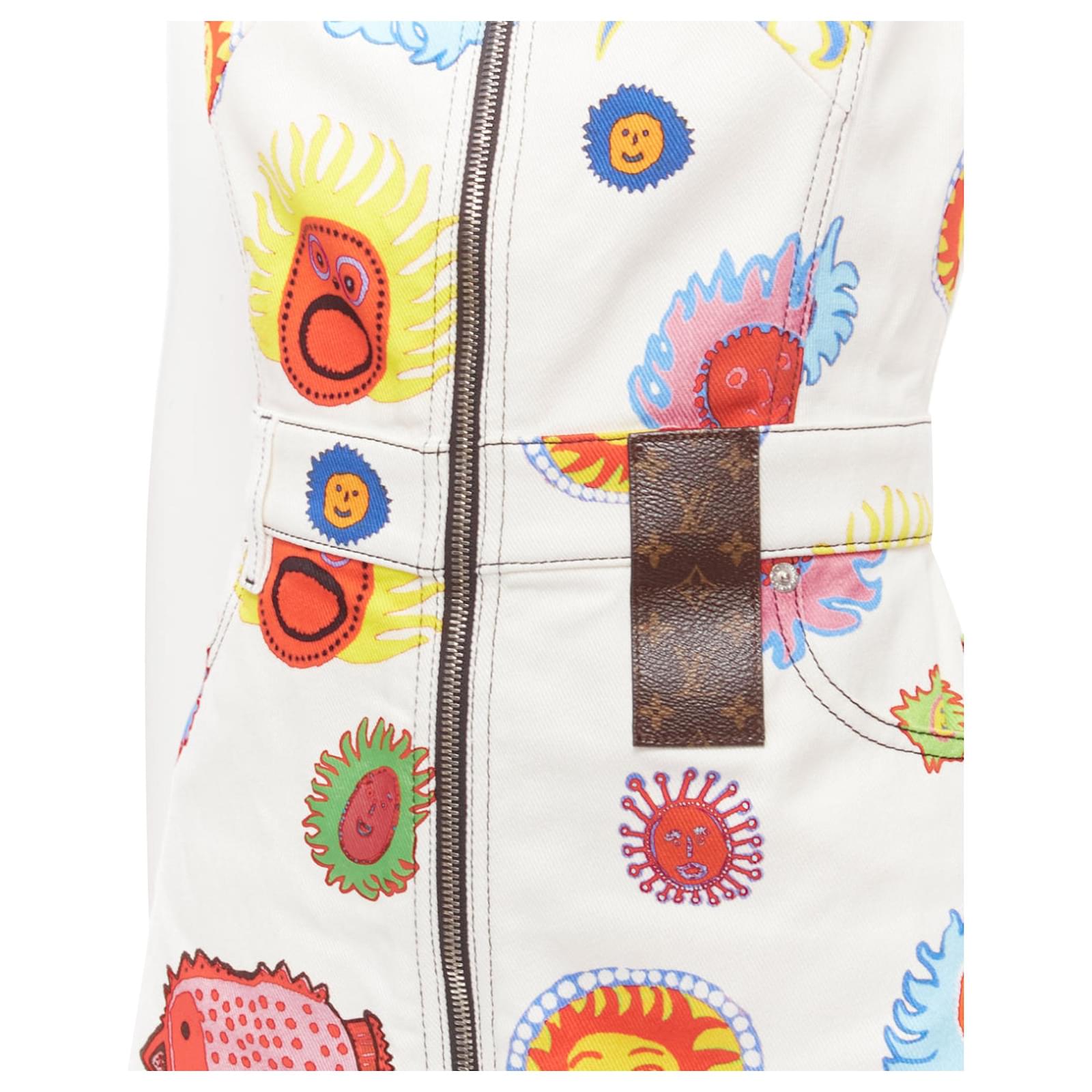 Louis Vuitton 2023 Yayoi Kusama Sun Faces White Denim Louis Vuitton 2023 Yayoi Kusama Sun Faces White Denim