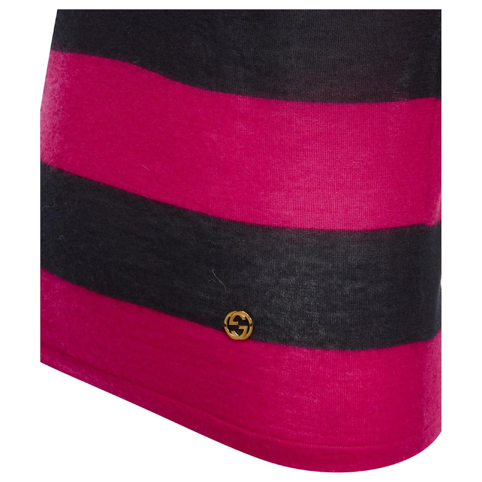 Camisa polo GUCCI 100% cachemira rosa y negra con encanto de logo GG ...