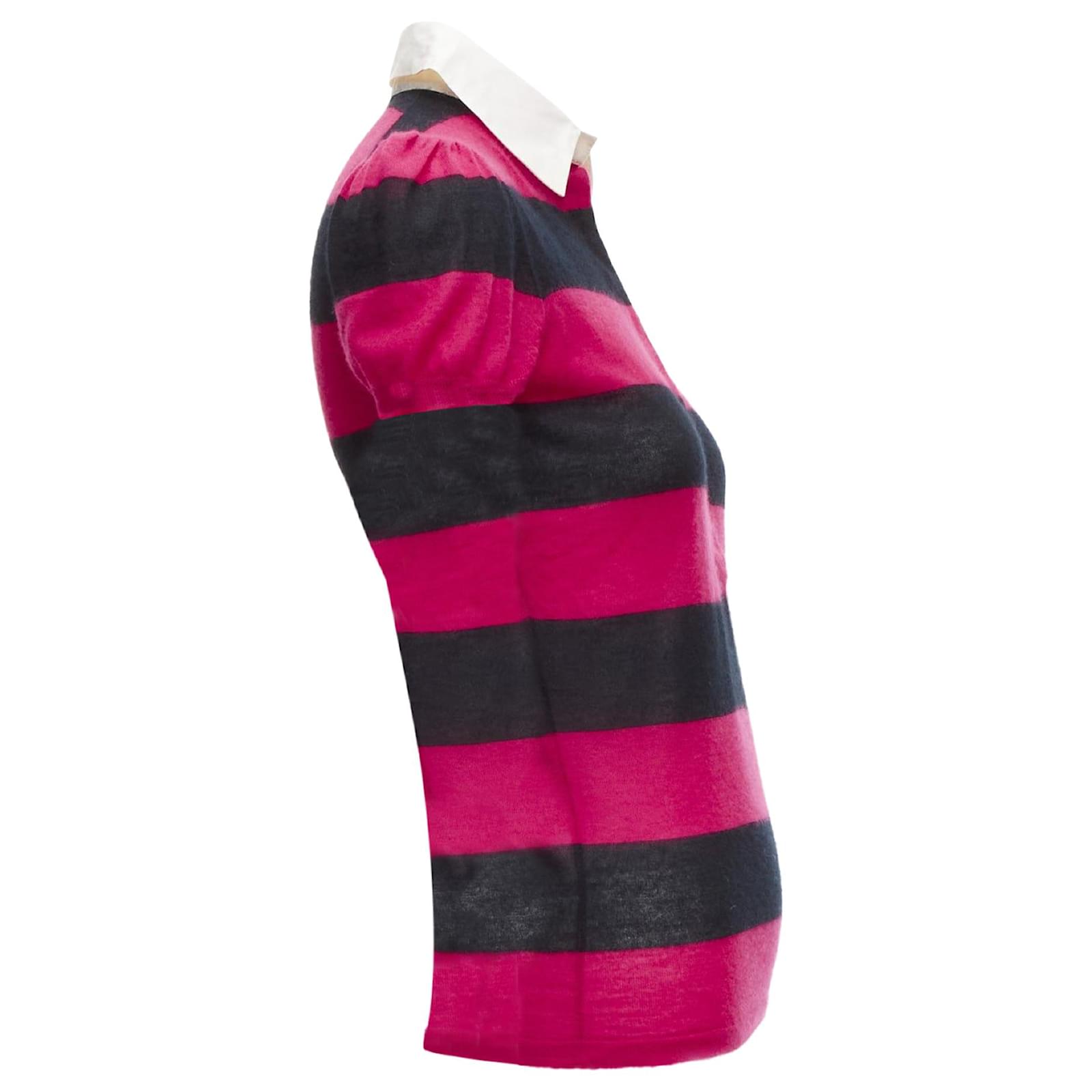 Camisa polo GUCCI 100% cachemira rosa y negra con encanto de logo GG ...