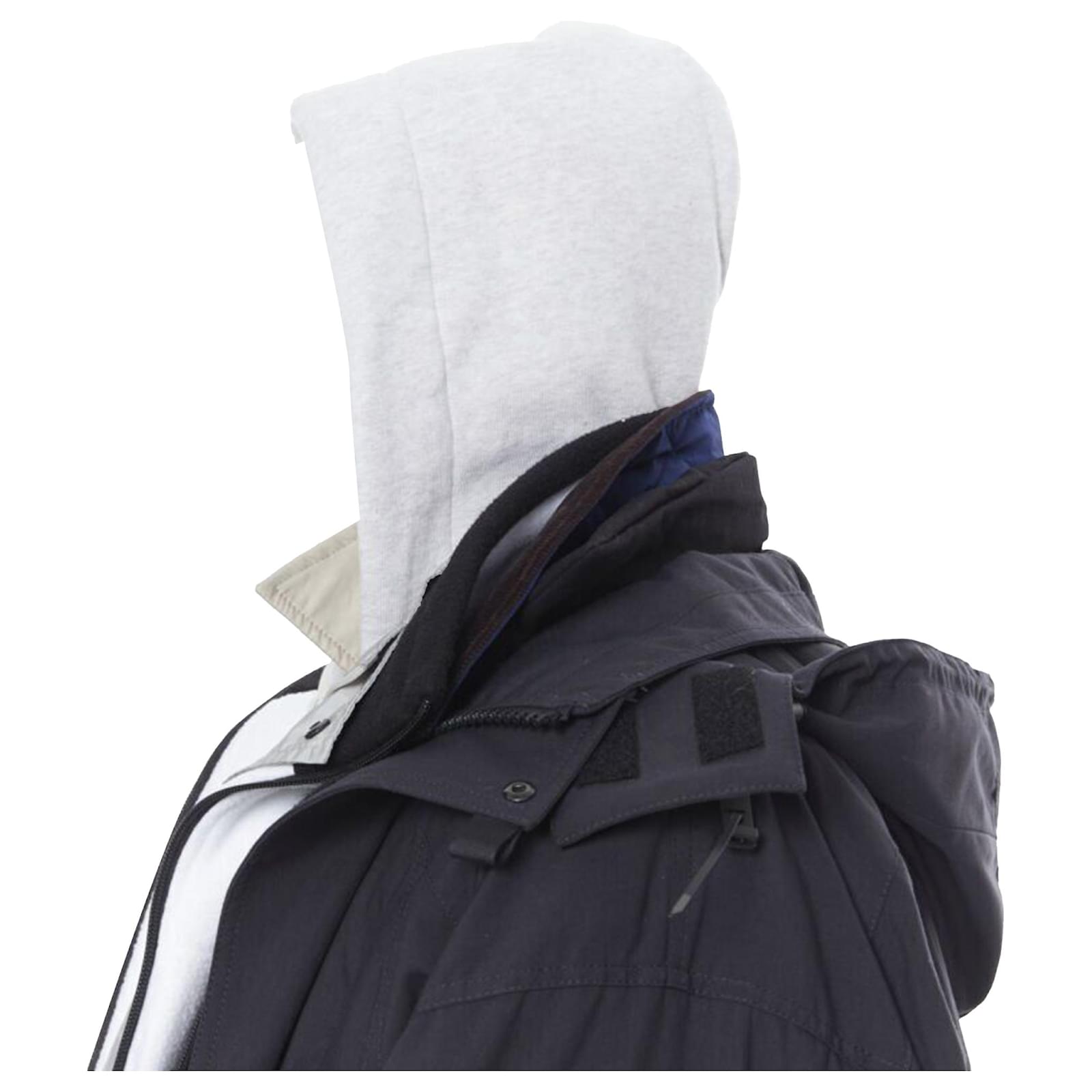 Balenciaga Runway Layering 7 Layer Pink Lined Parka Jacket Black Nylon ...