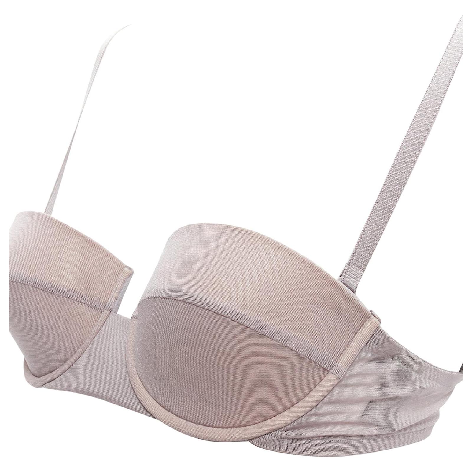Gucci Tom Ford 2001 Vintage Grey Nude Mesh 3D Cut Cup Fashion Bra M ...
