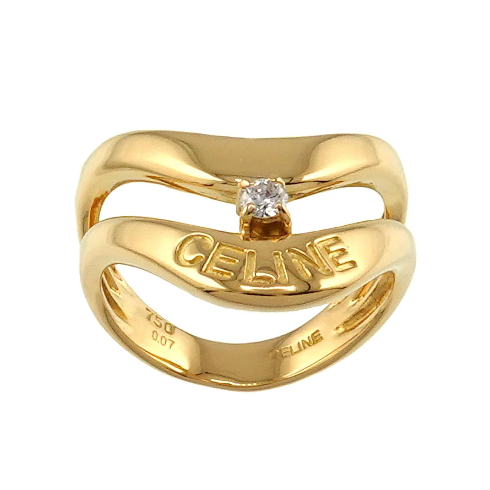 Céline Celine 18K Yellow Gold Diamond Band Ring ref.1676157 - Joli Closet