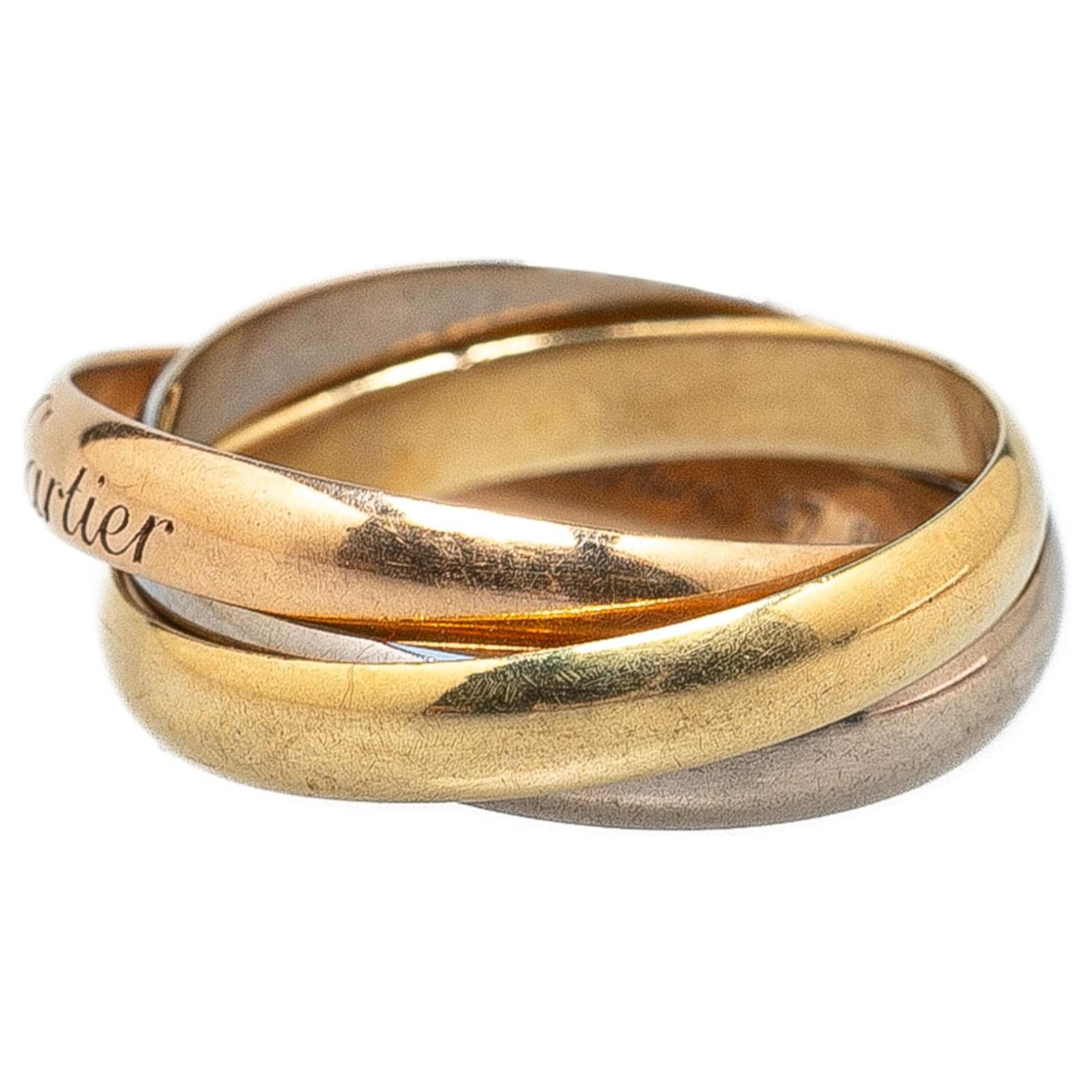 Cartier Gold Tricolor Large Model 18K Gold Classic Trinity Ring Golden ...