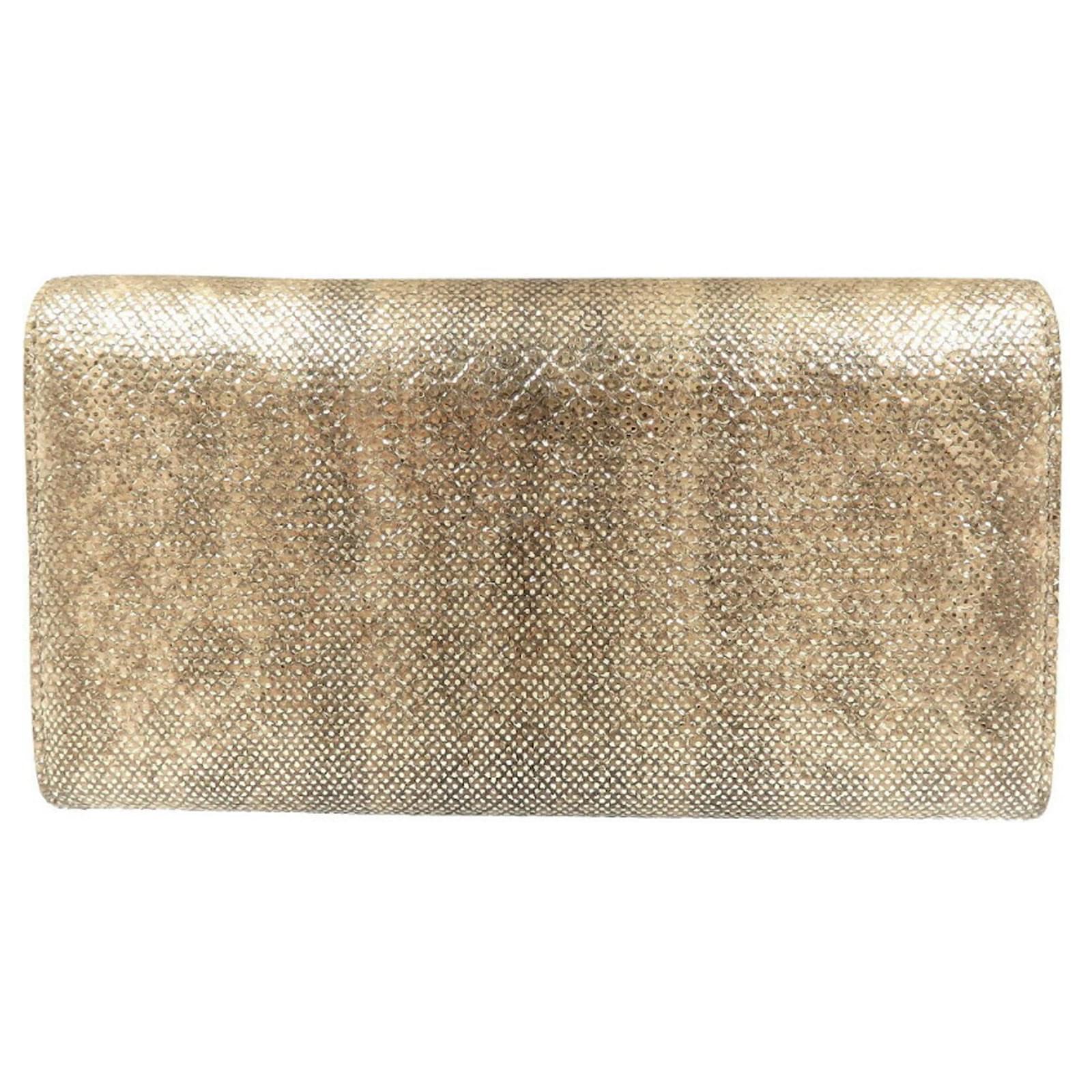 Bulgari Bvlgari Metallic Gold Python Long Wallet Golden Leather ref ...