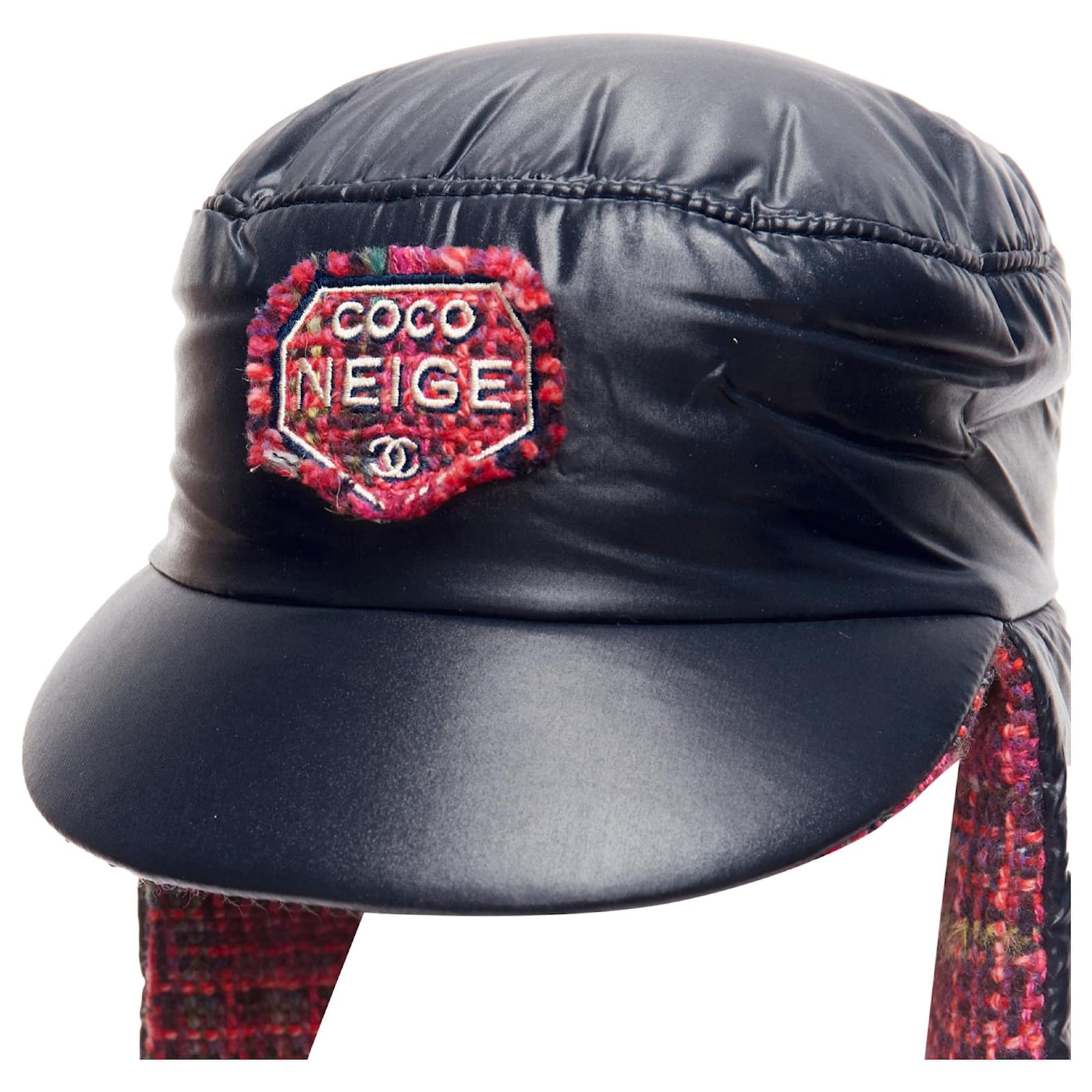 Chanel Coco Neige Wool Tweed Nylon CC Logo Trapper Hat Pink ref.1719629 ...