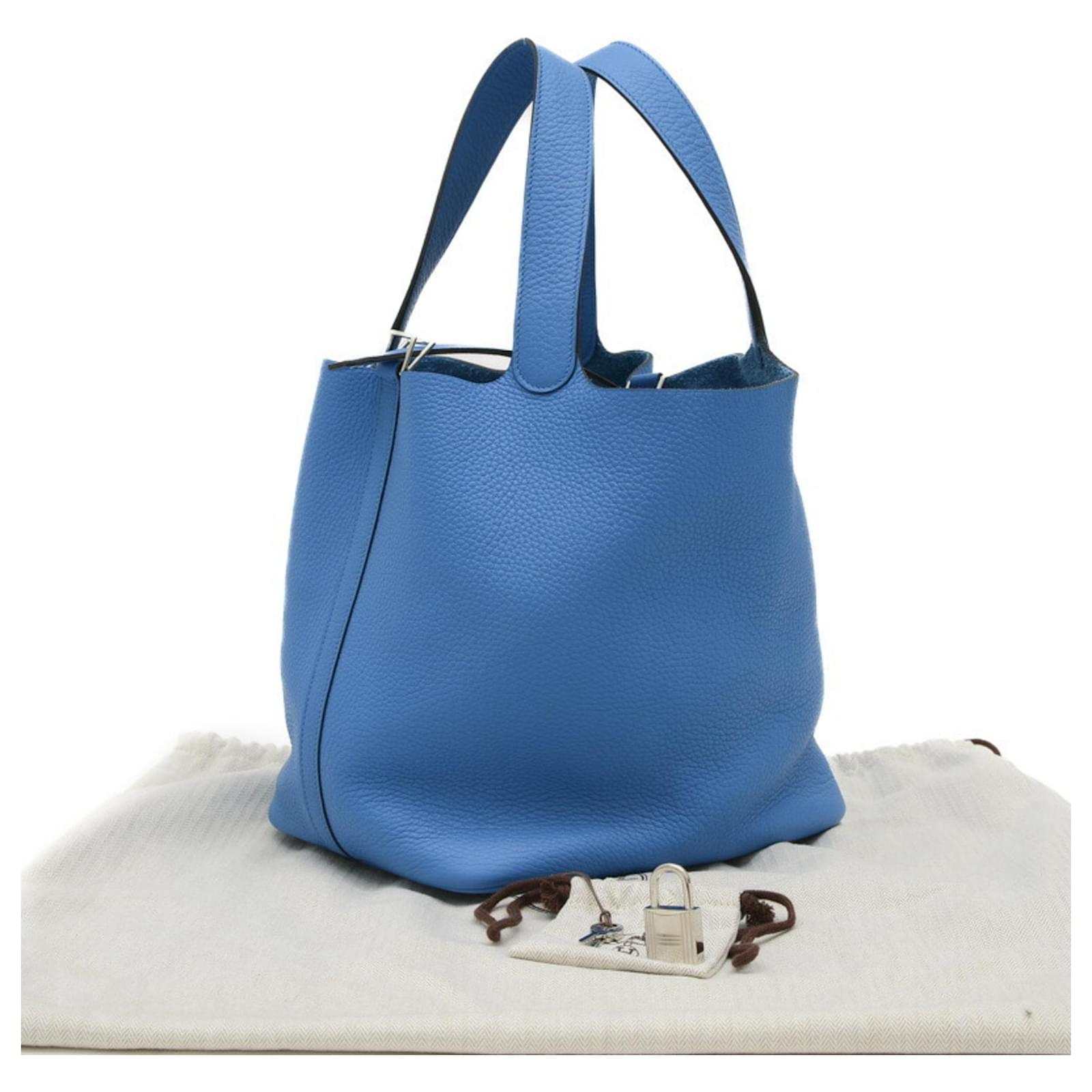 Hermès Hermes Picotin Lock GM Handbag Blue Leather ref.1723459 - Joli ...