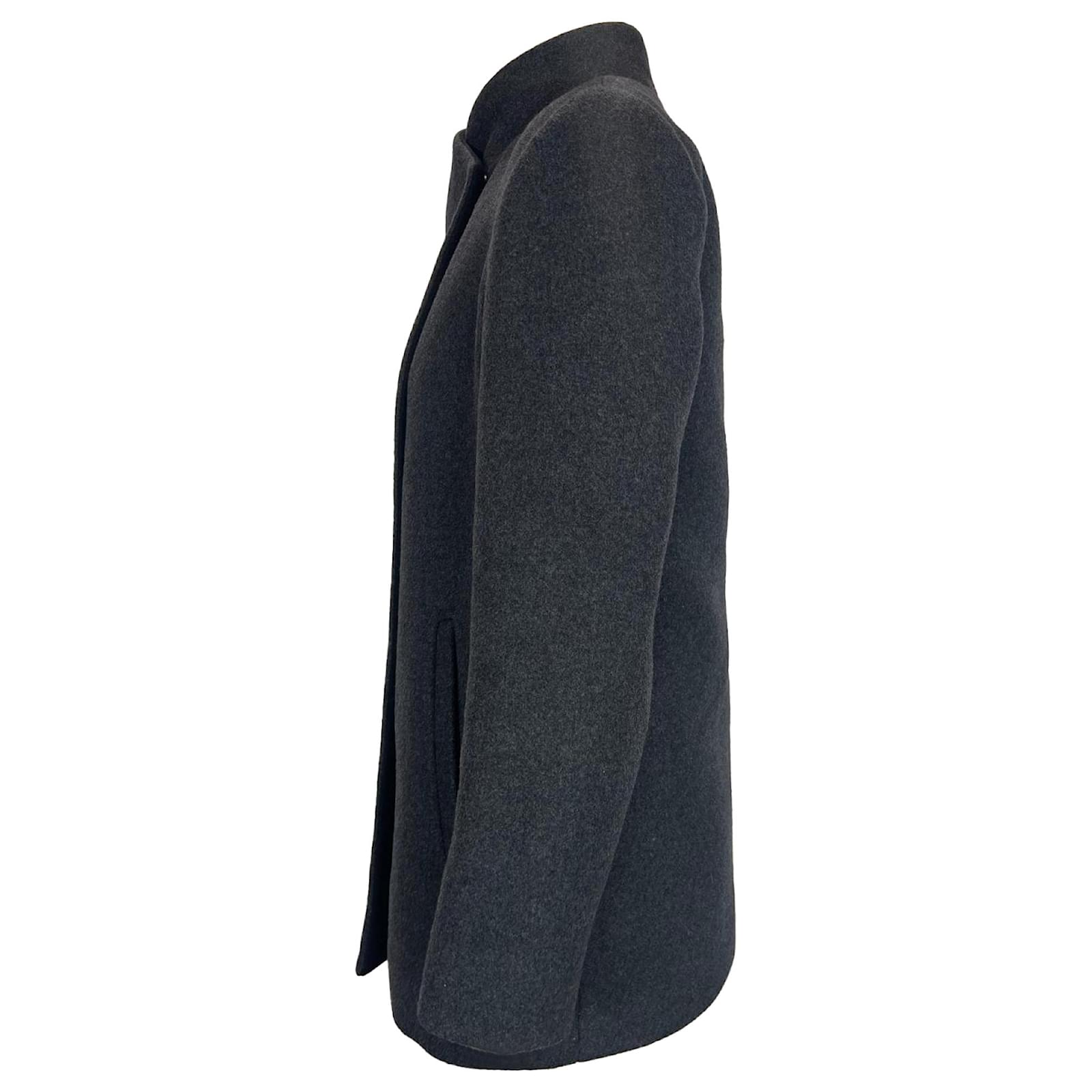 Theory Overlap Coat in Grey Wool (Sold) - Joli Closet