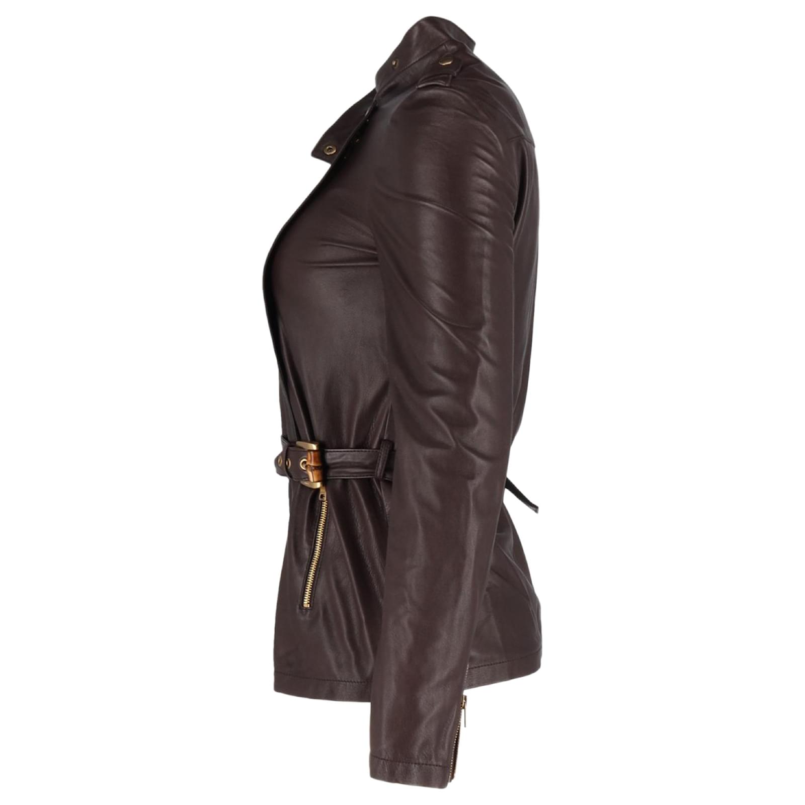 Gucci Biker Jacket in Brown Leather ref.1726607 - Joli Closet