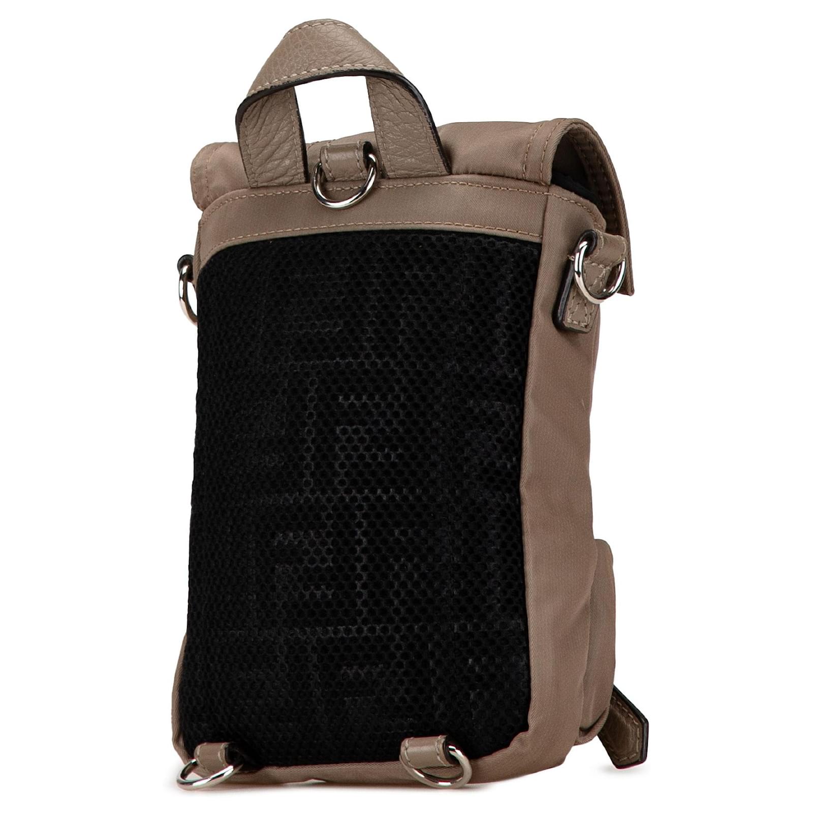 Brown Fendi Mini Fendiness Nylon Convertible Backpack Leather ref ...