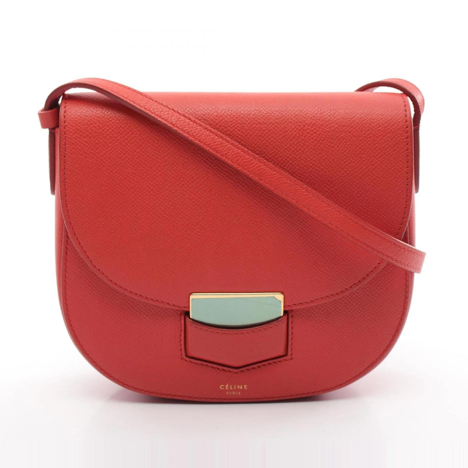Céline Celine Trotter Small Shoulder Bag Red Leather ref.1729387 - Joli ...
