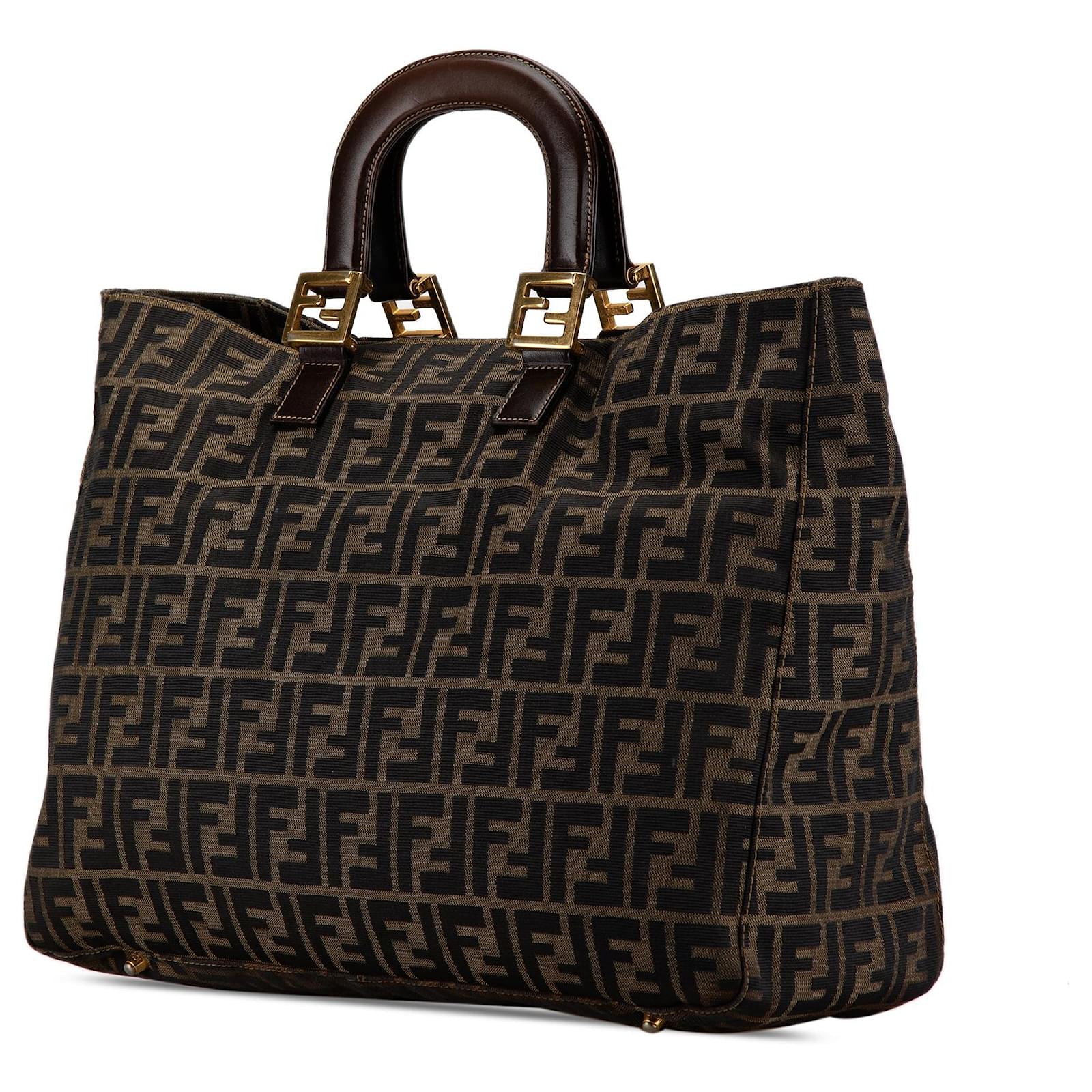 Brown Fendi Large Zucca Canvas Twins Tote Leather ref.1735467 - Joli Closet