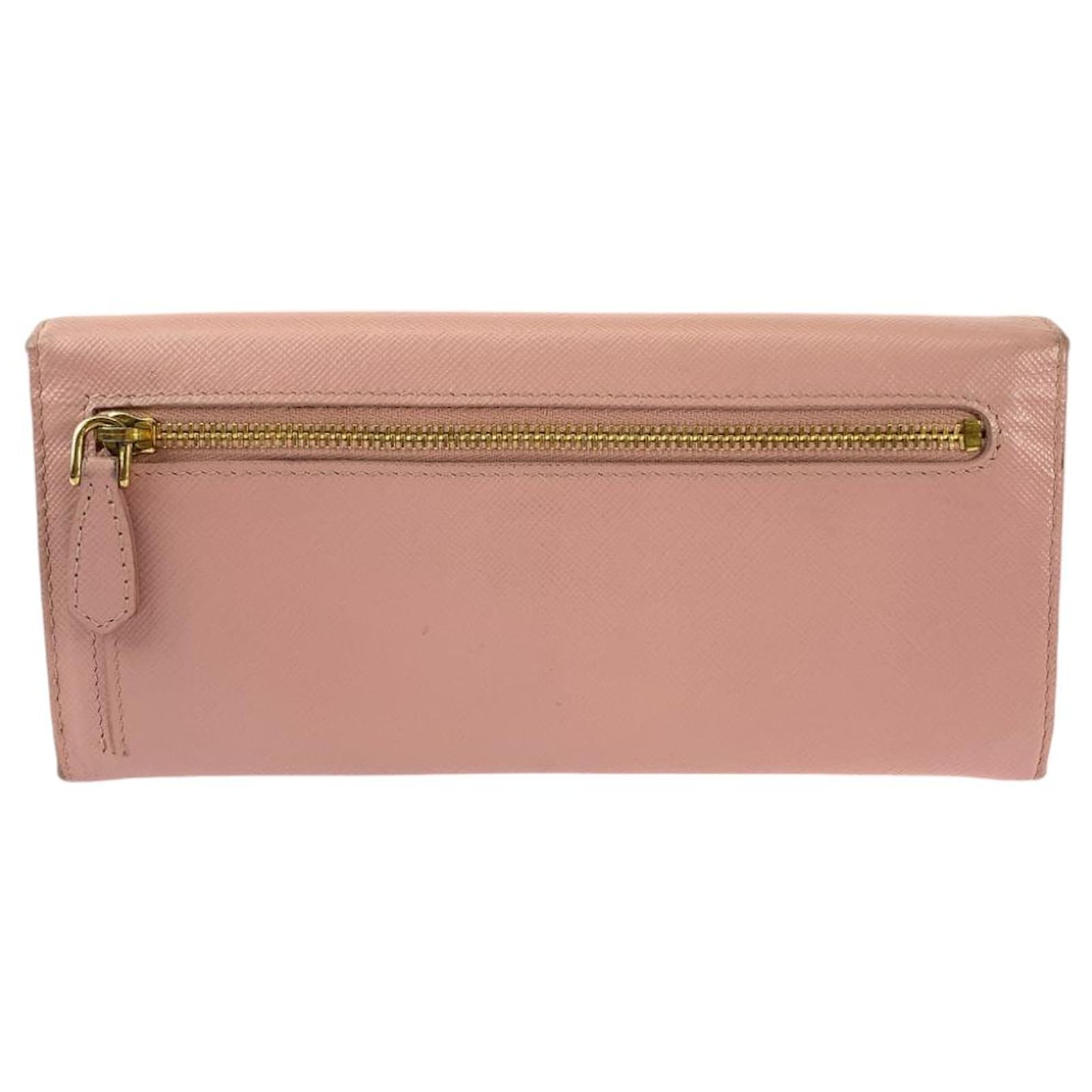 Prada Saffiano Ribbon Leather Long Wallet Pink ref.1736486 - Joli Closet