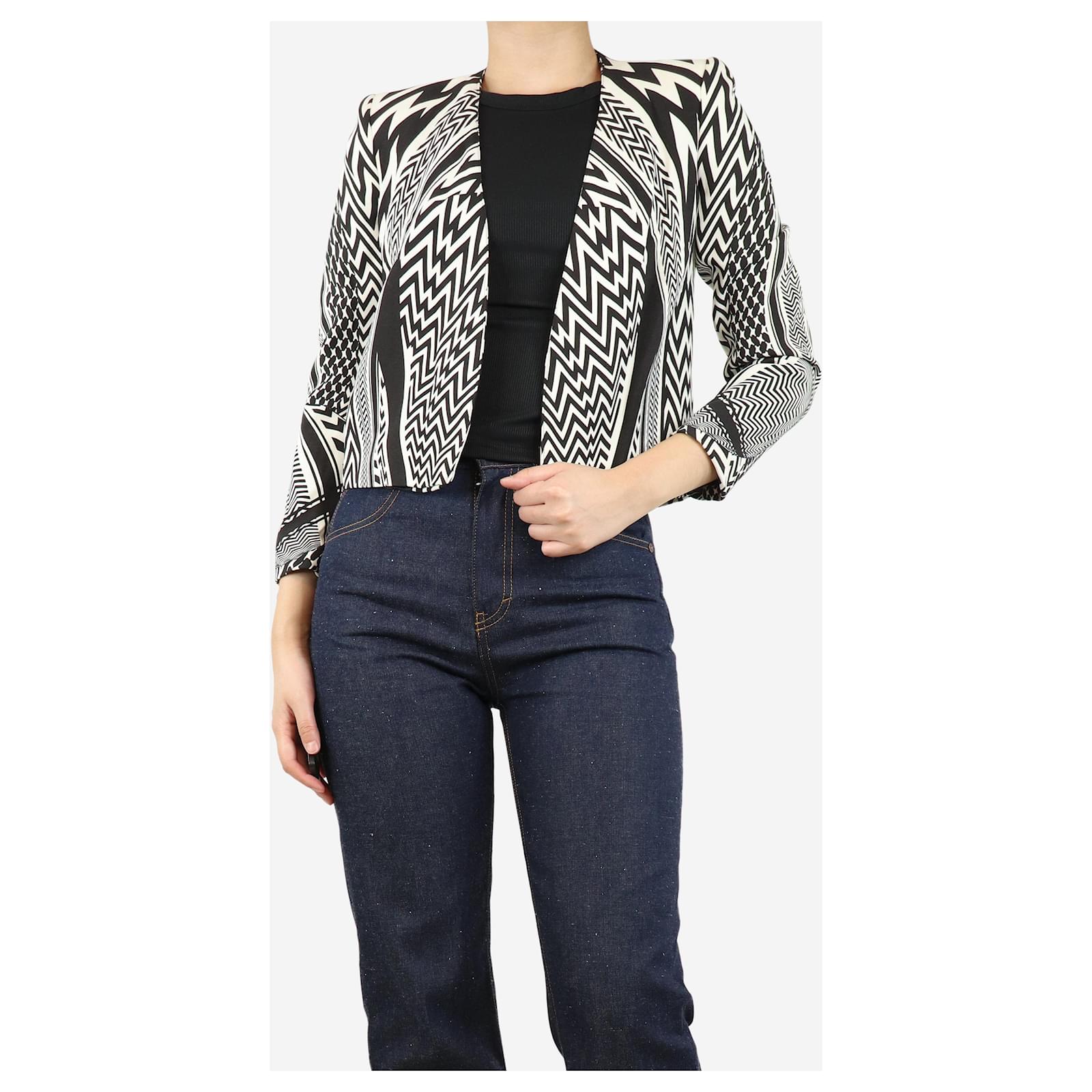 Givenchy Black and white geometric printed jacket - size UK 10 Viscose ...