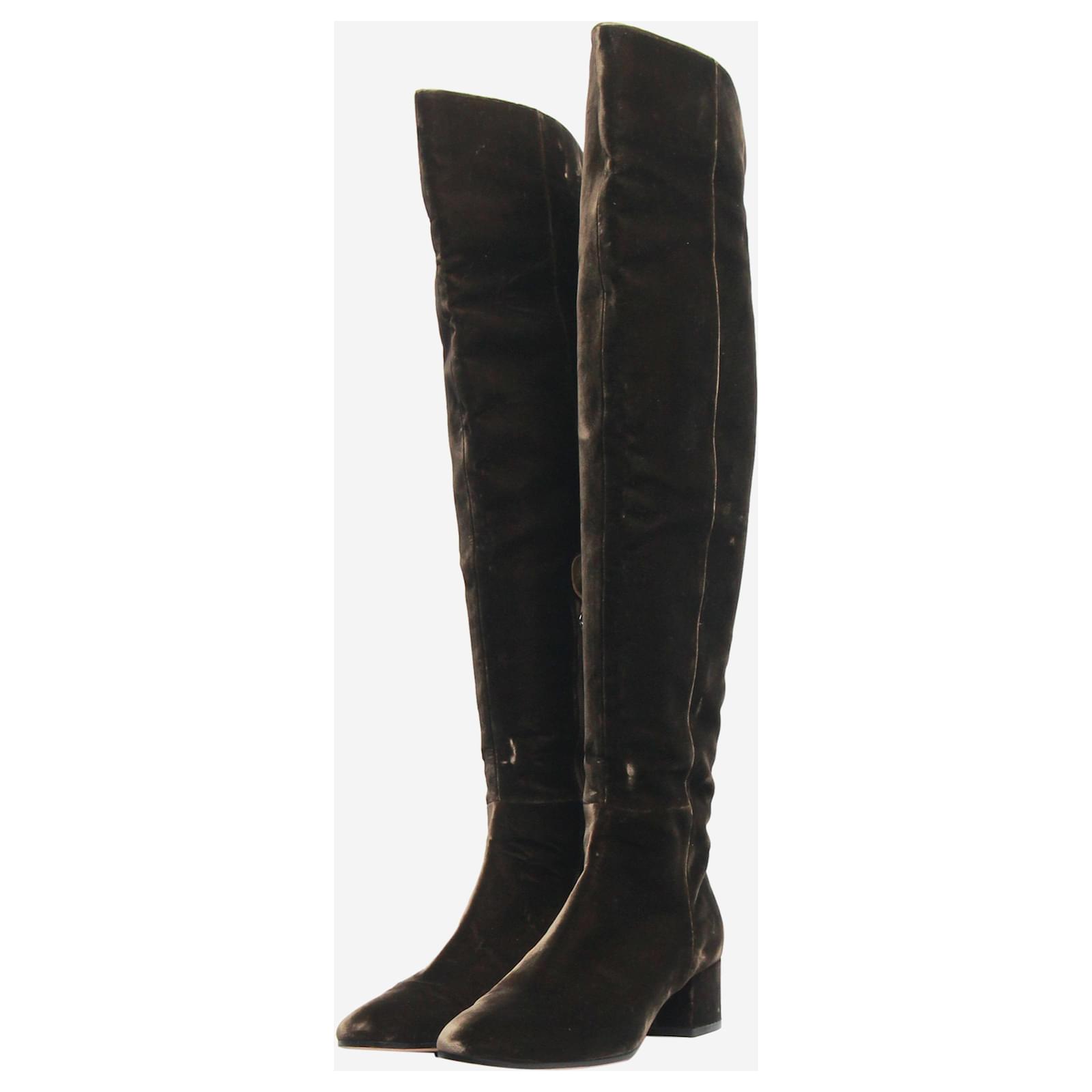 Gianvito Rossi Brown velvet knee-high boots - size EU 37.5 ref.1750065 ...