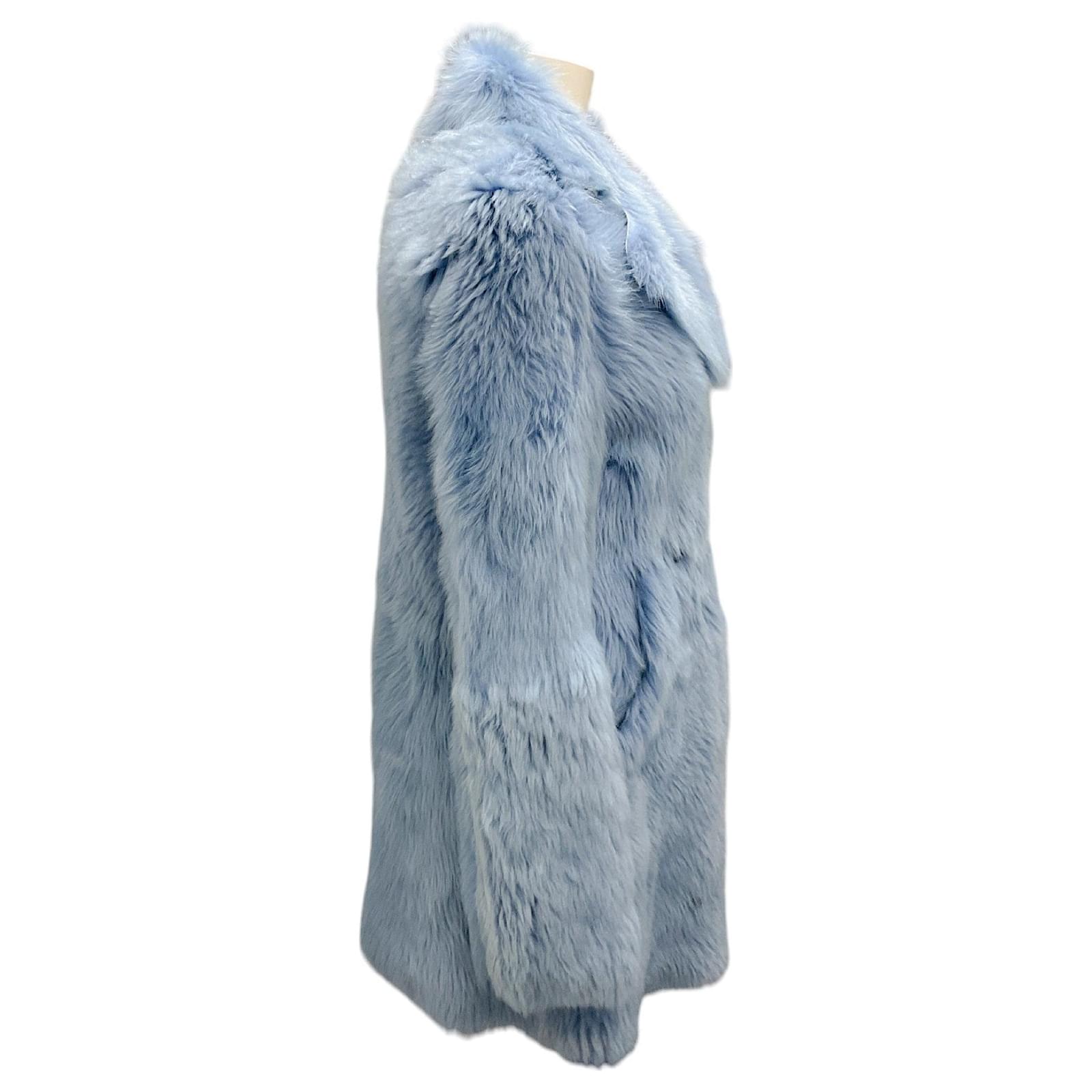 Rochas Light Blue Double Breasted Shearling Coat Fur ref.1751081 - Joli ...