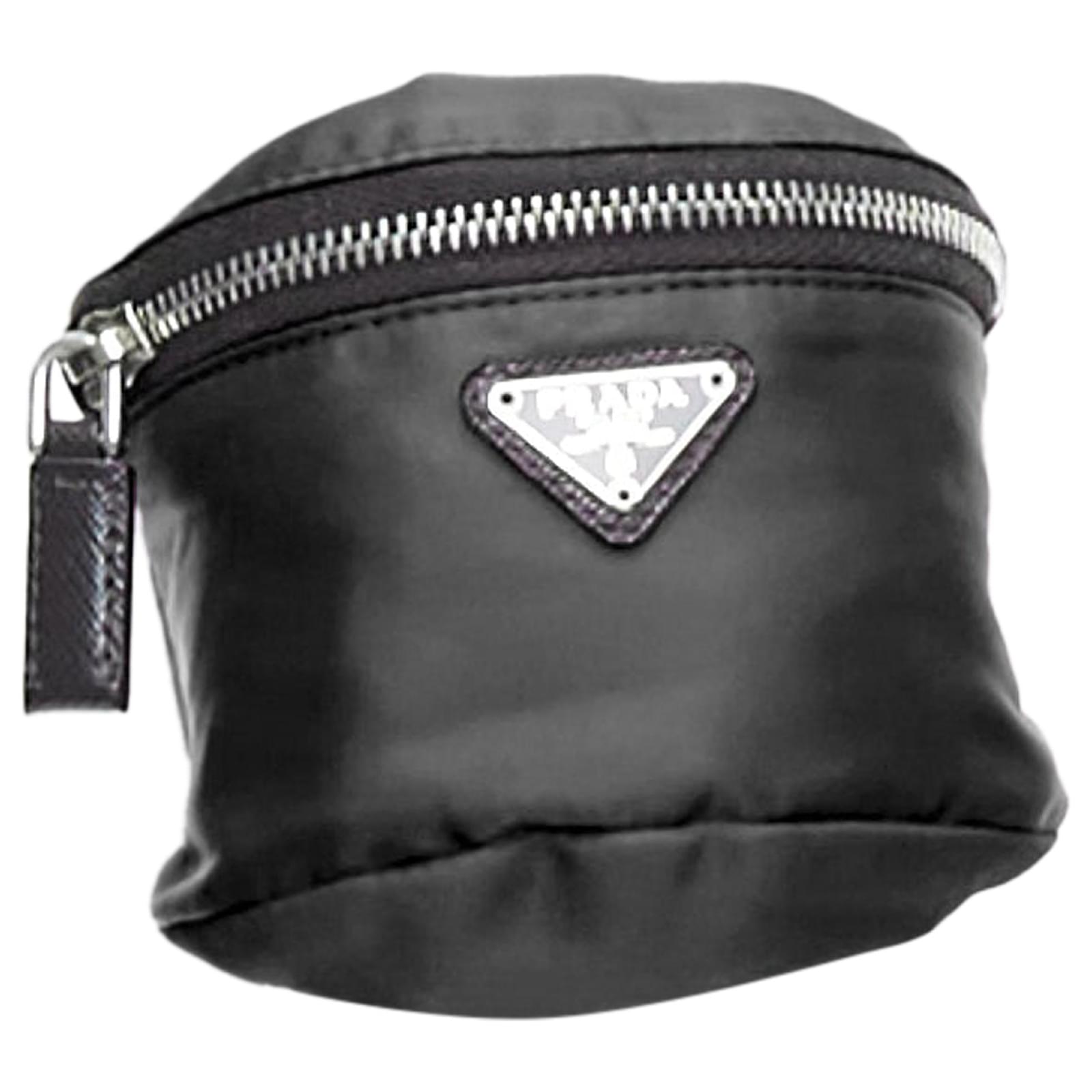 Prada Wrist Pouch tessuto nylon triangle logo arm bag Black ref.1756436 ...