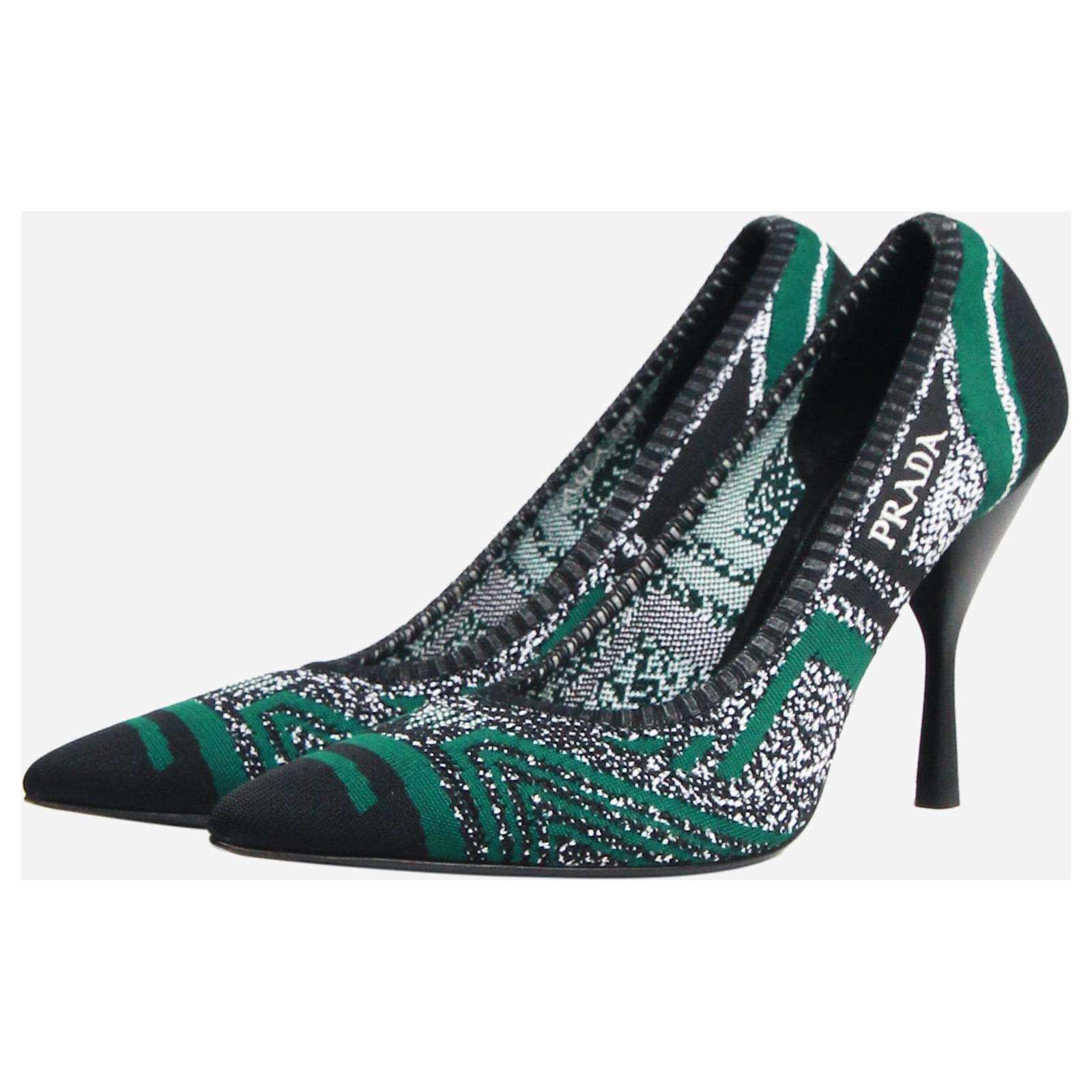Prada Black and green stretch-knit pumps - size EU 40 ref.1765221 ...
