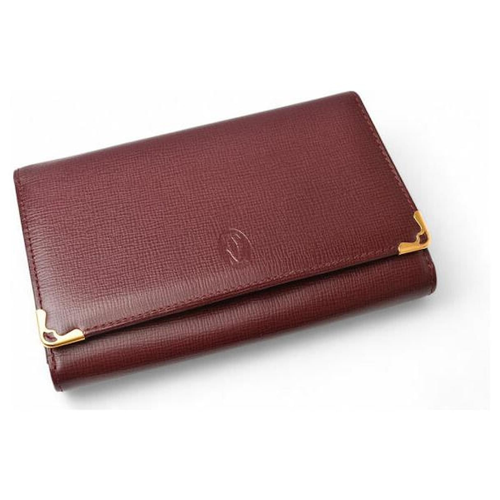 Cartier Vintage Leather Bifold Wallet Bordeaux Brown ref.1787956 - Joli ...