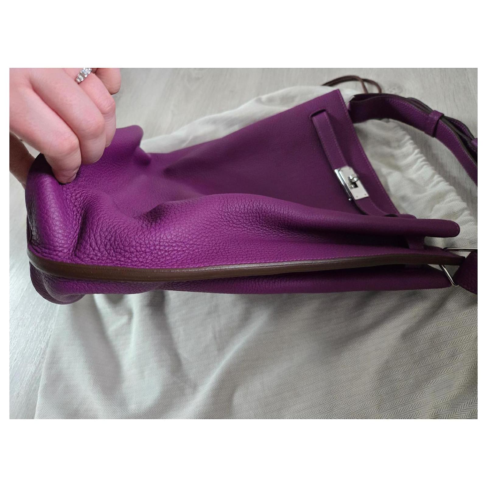 Hermès Hermes So Kelly bag in excellent condition Purple Leather ref ...