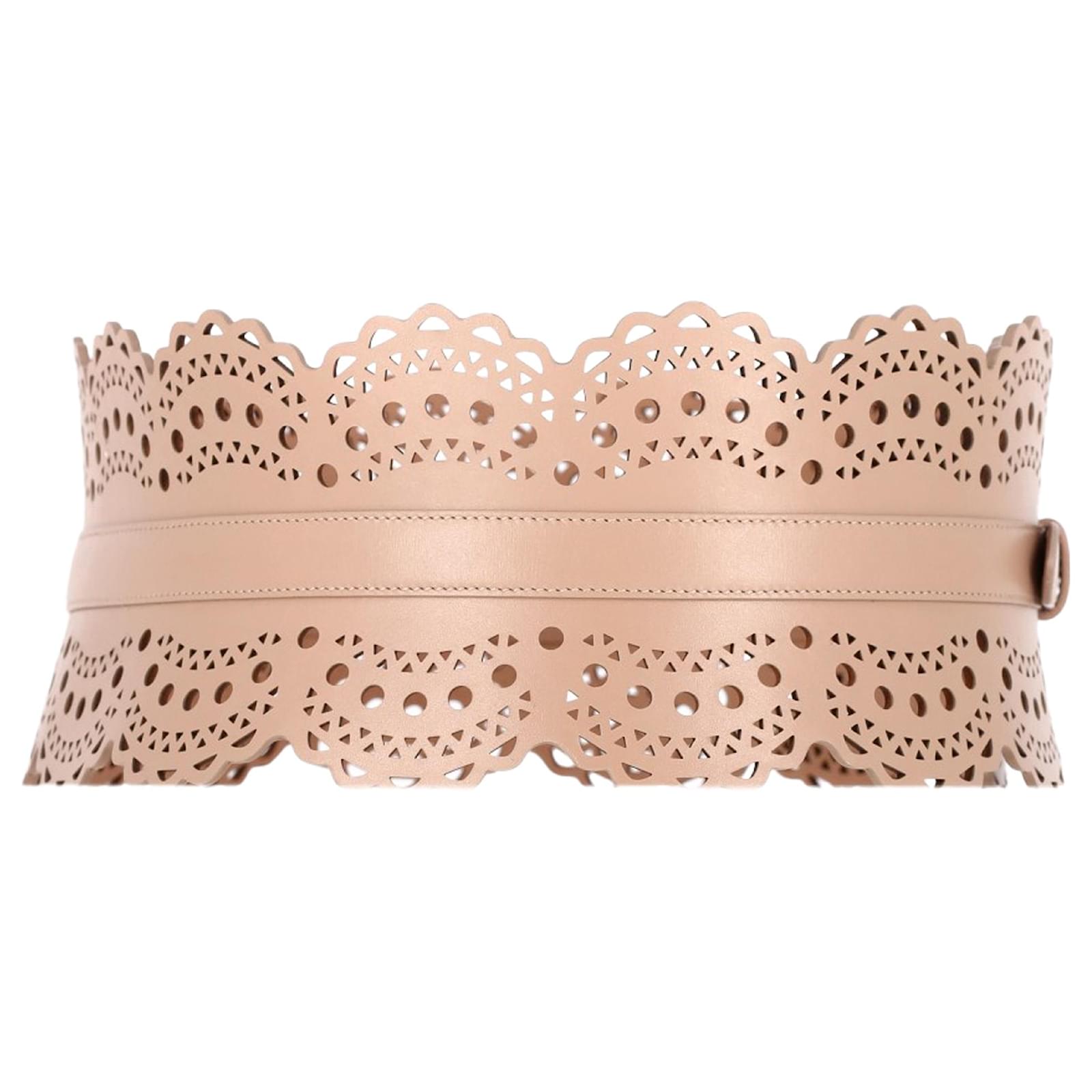 Alaïa Laser-Cut Waist Belt in Nude Leather Brown Flesh ref.1789013 ...