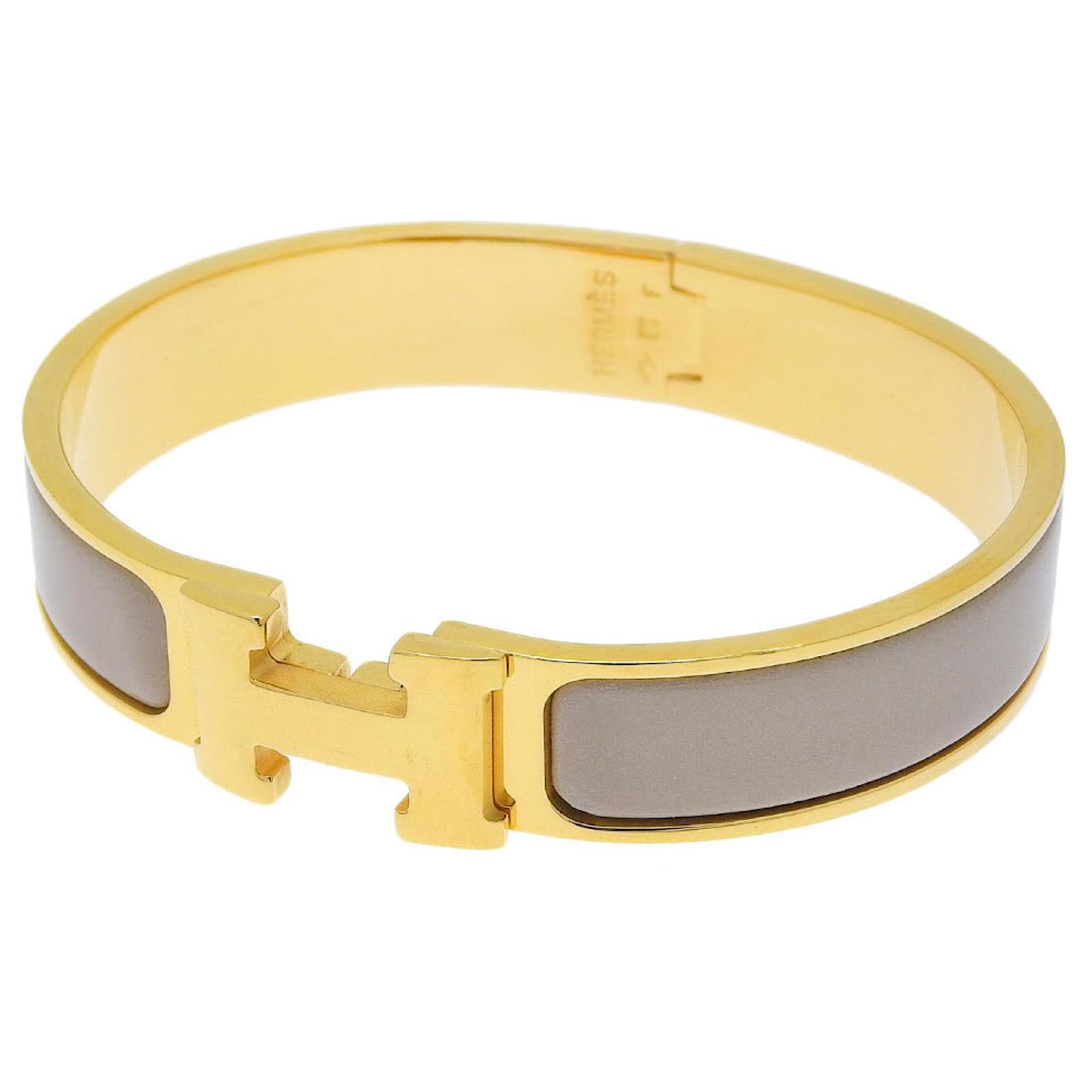 Hermès Hermes Click-Clack PM H Bangle GP Beige Golden Gold-plated ...