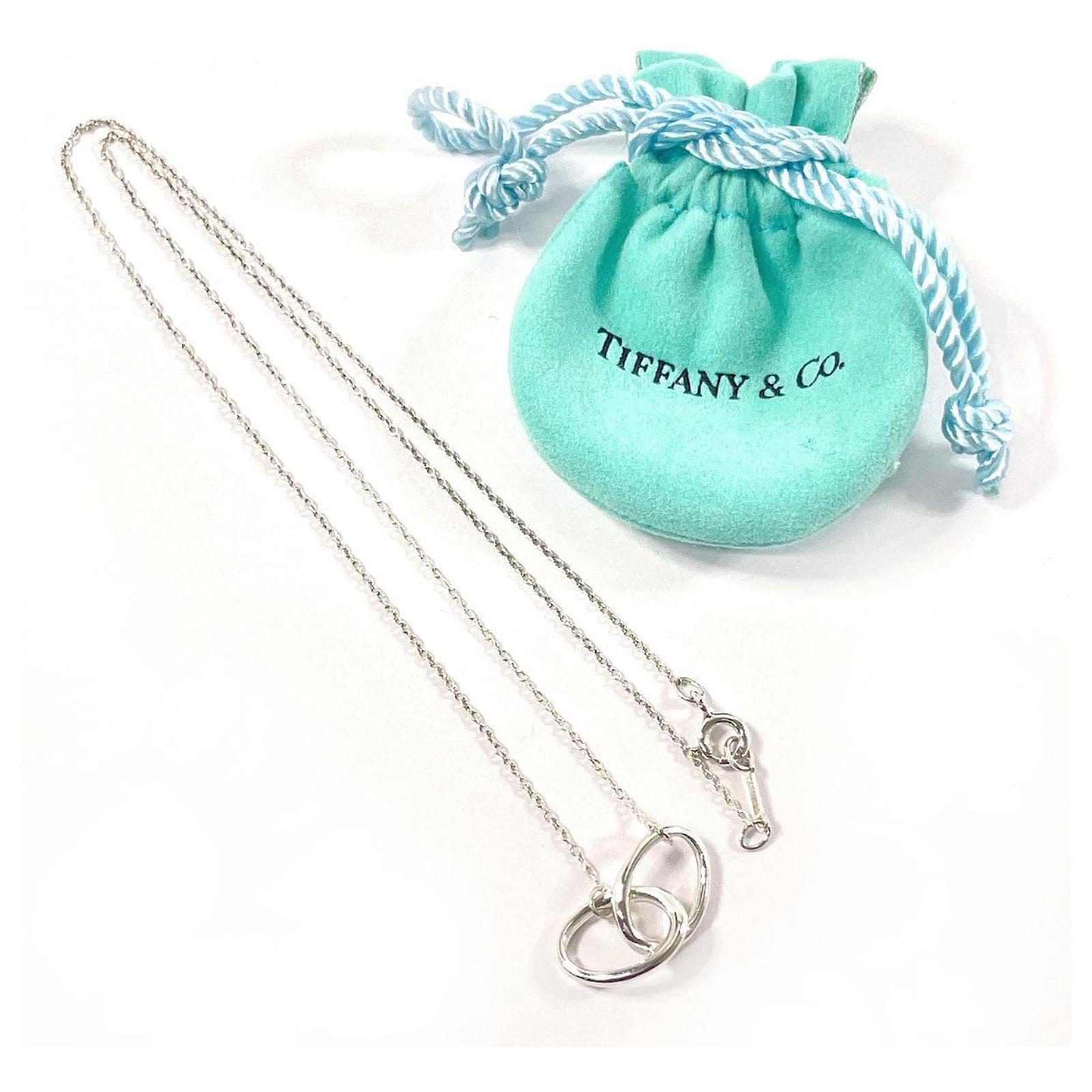Tiffany & Co Silver Double Loop Elsa Peretti Necklace Silvery Metal ref ...