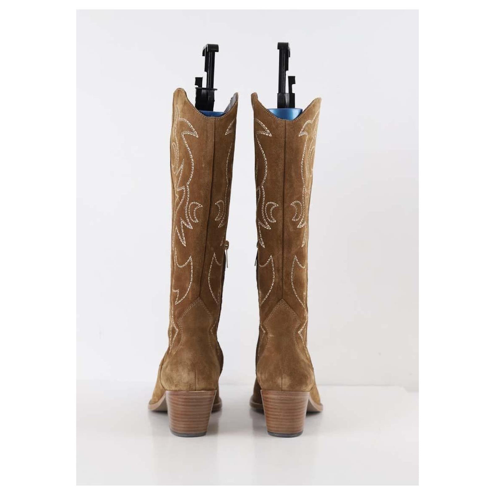 Free Lance Suede western boots Brown Deerskin ref.1830264 - Joli Closet