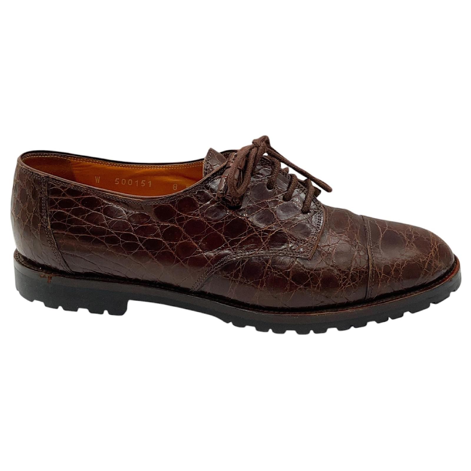 Ralph Lauren Brown Crocodile Skin Leather Oxford Shoes Exotic leather ...