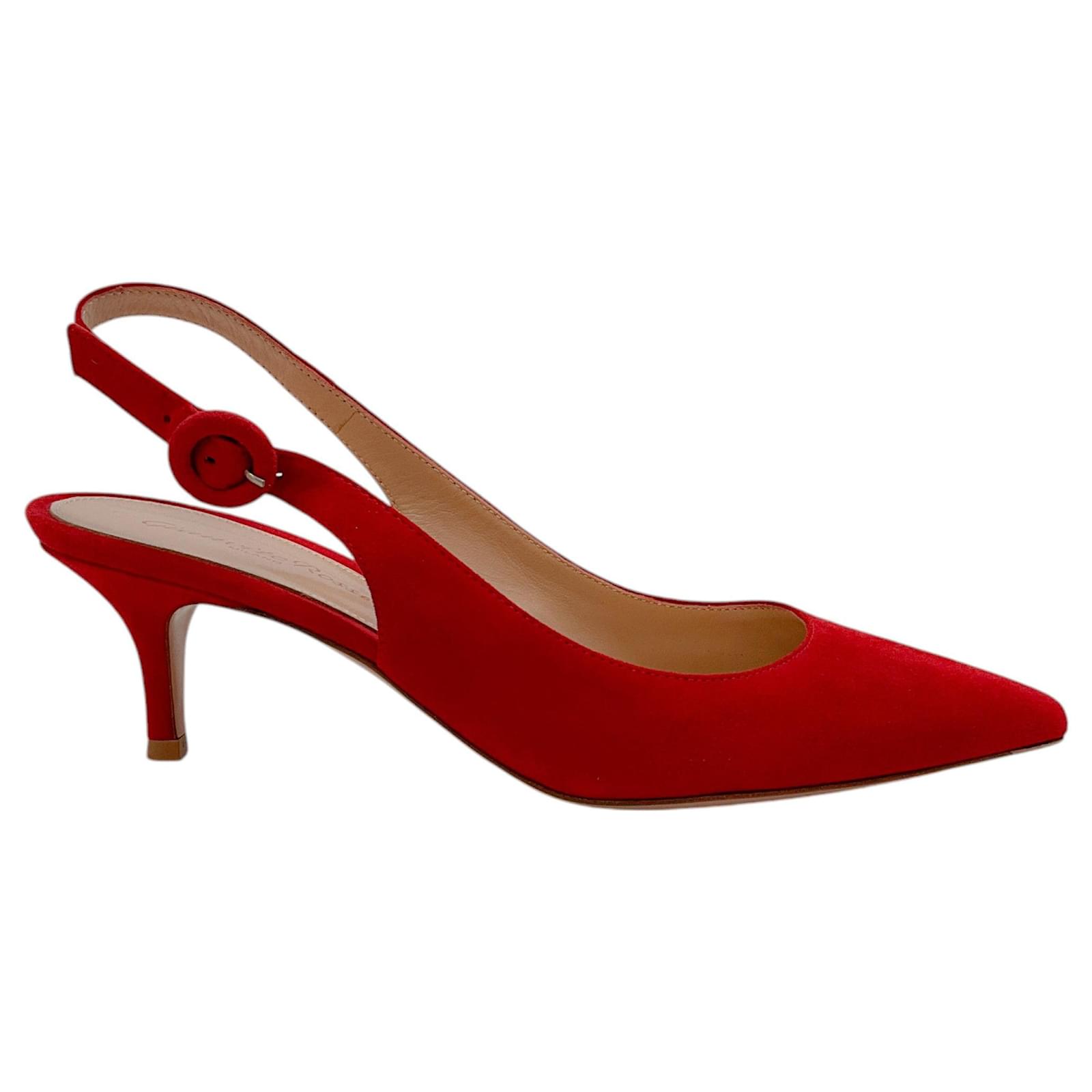 Gianvito Rossi Tabasco Red Suede Anna Slingback Pumps ref.1847115 ...