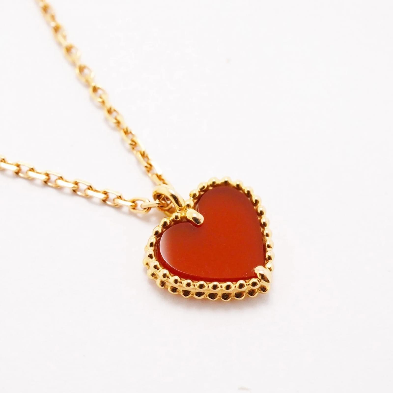Van Cleef & Arpels Sweet Alhambra Heart Necklace Red Pink gold ref ...