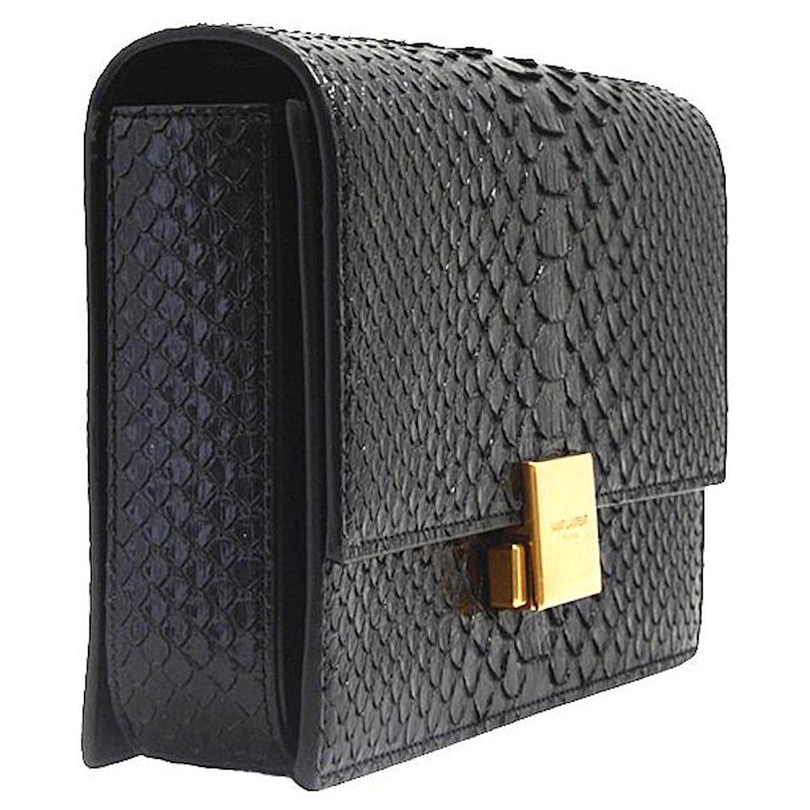 Yves Saint Laurent Python Clutch Bag Black Leather ref.1891145 - Joli ...