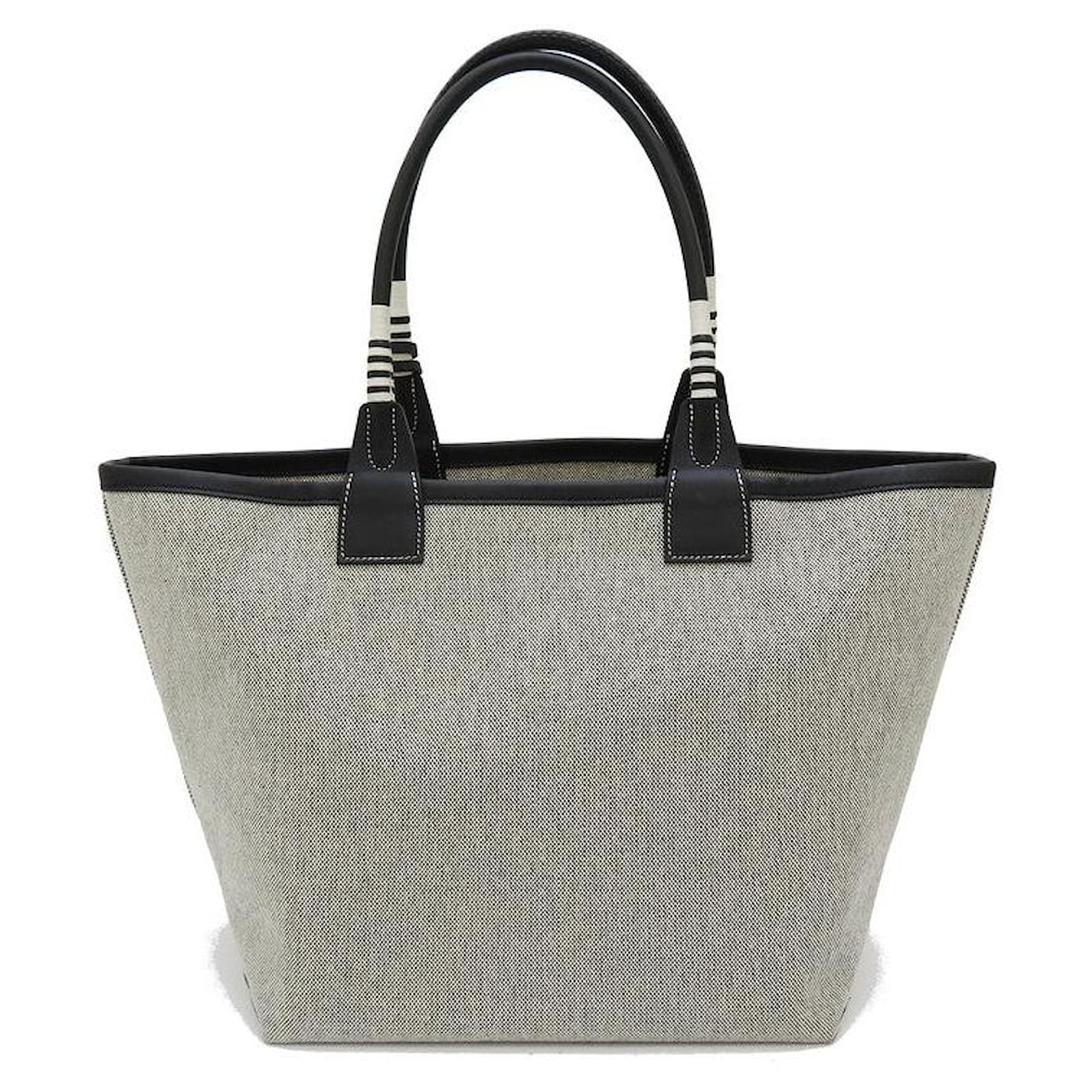 Hermès Hermes Steeple 28 Canvas Leather Tote Bag Black Cloth ref ...