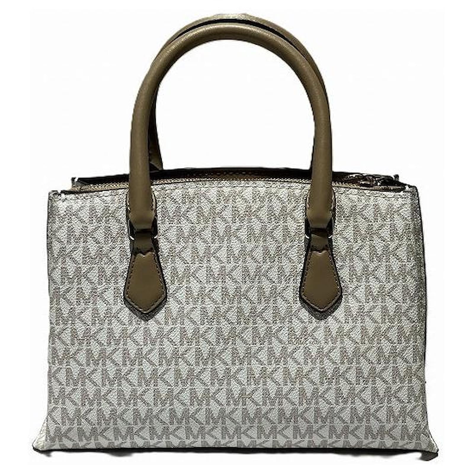 Michael Kors Ruby Satchel Small MK Signature Bag Brown Beige Cloth ref ...