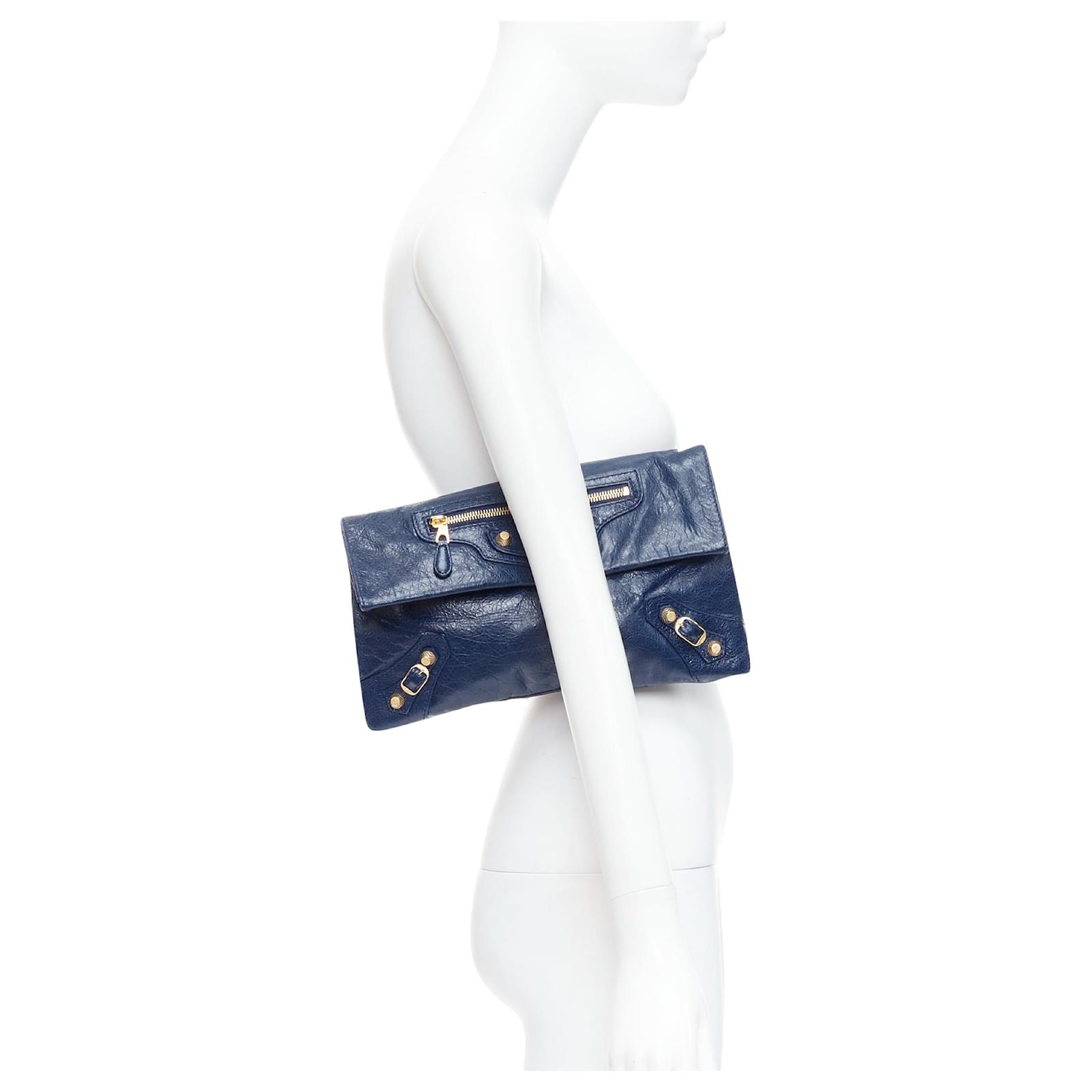 Balenciaga Giant Bleu Mineral Leather Envelope Clutch Bag Blue ref ...