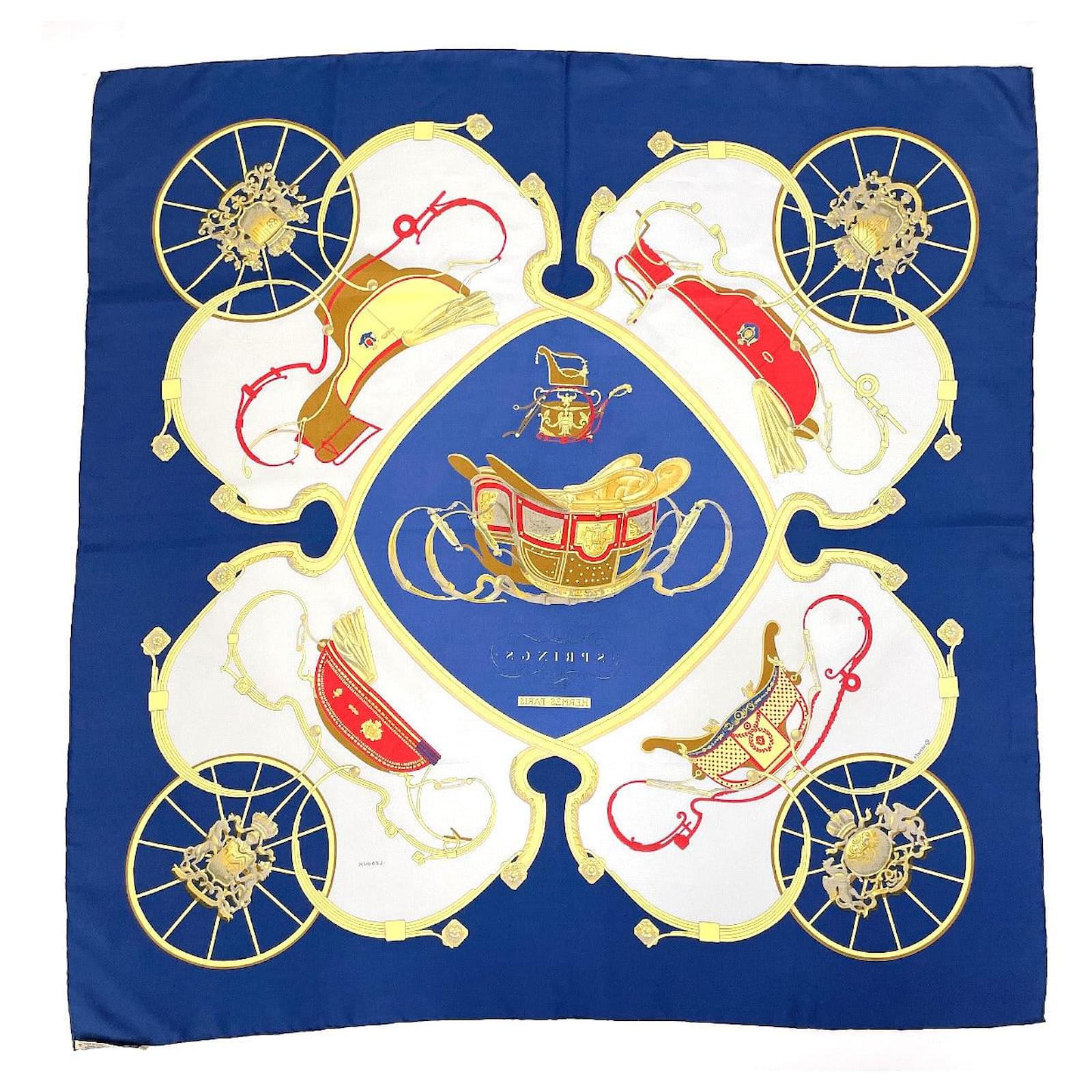 Hermès Hermes Silk Scarf Carré 90 SPRINGS Blue Cloth ref.1895957 - Joli ...