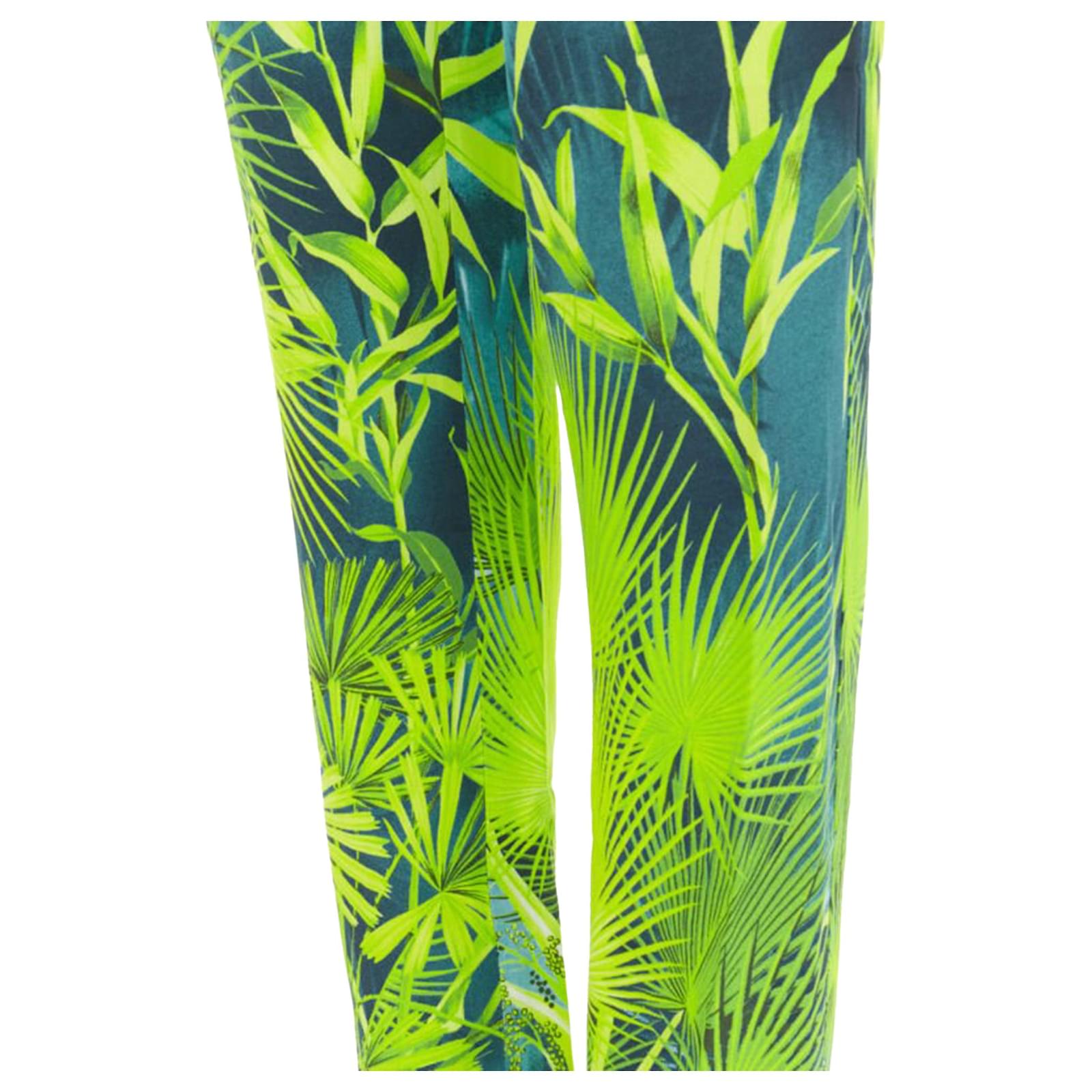 Versace Jlo Jungle Tropical Print Viscose Pants Green Cellulose fibre ...