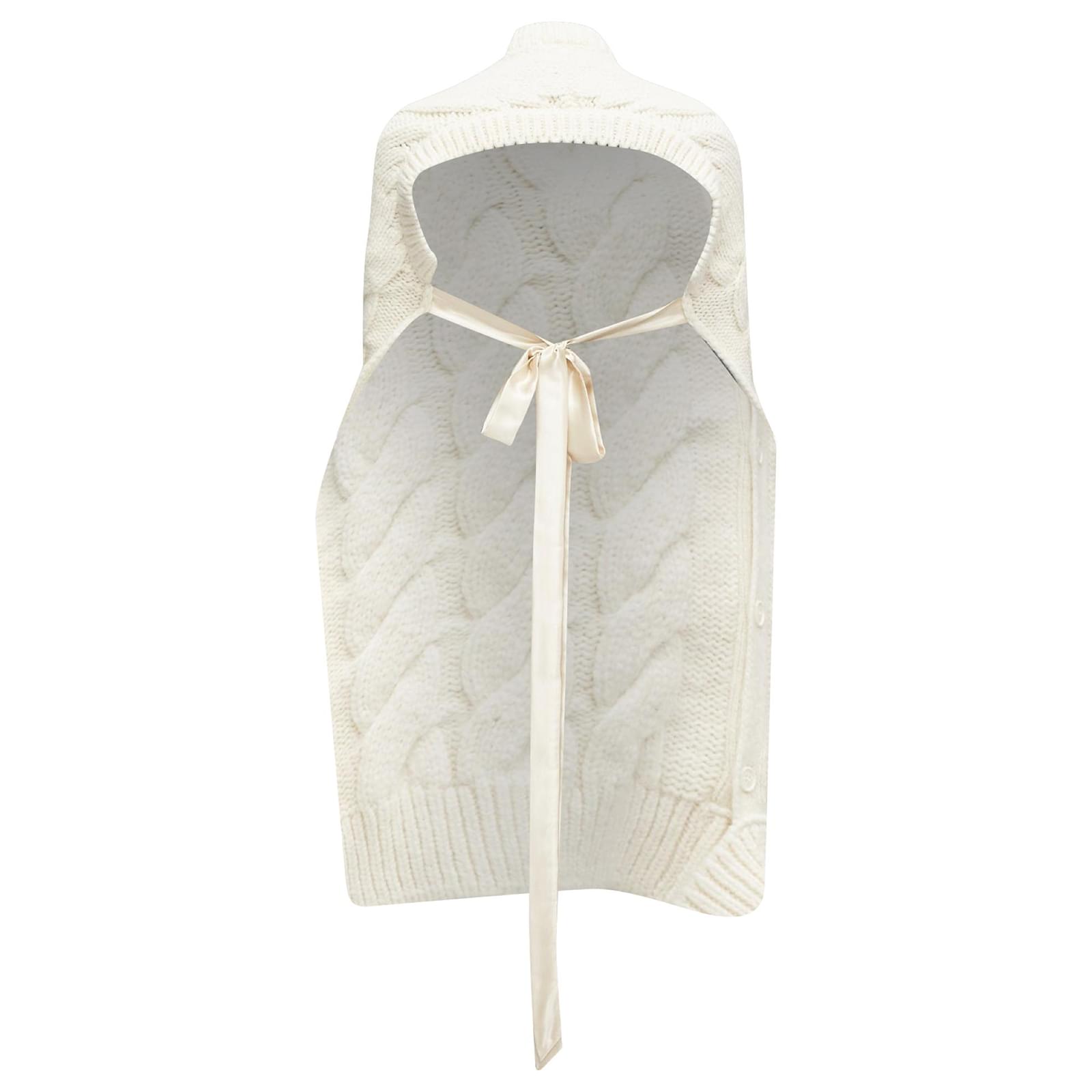 Simone Rocha alpaca ribbon tie open back draped cable knit top White ...