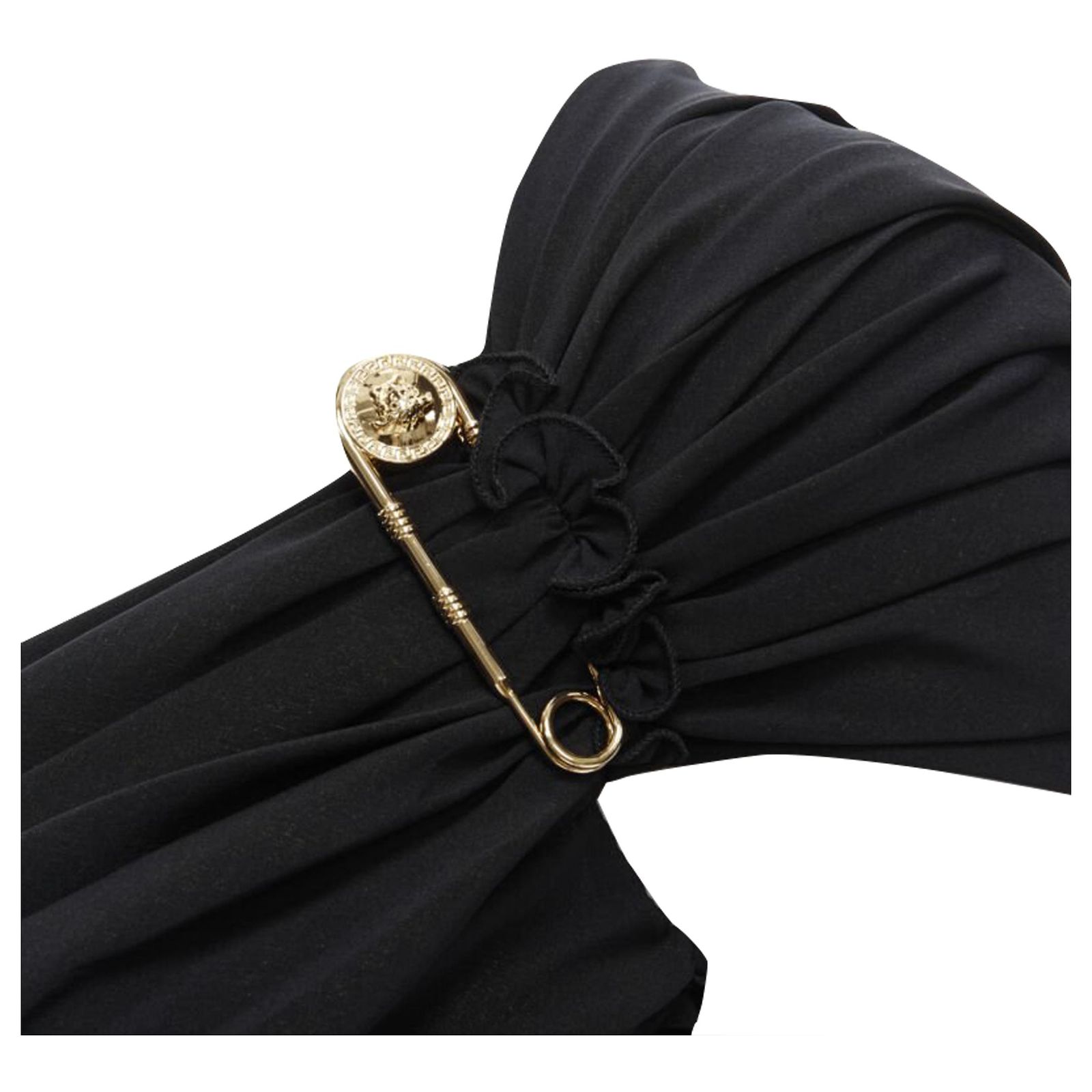 Versace Jim Dine heart print safety pin dress Black Silk ref.1898620 ...