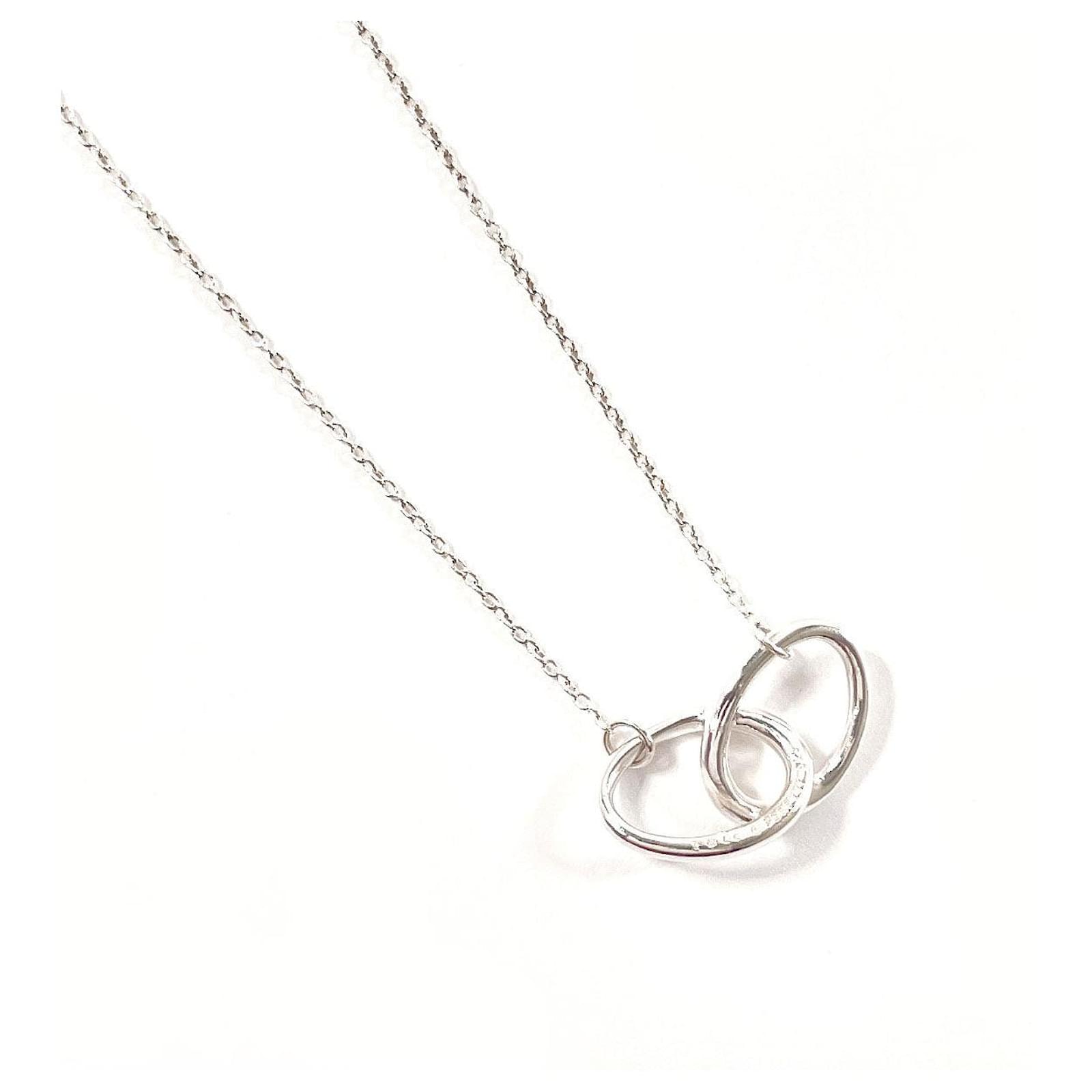 Tiffany & Co Silver Double Loop Elsa Peretti Necklace Silvery Metallic ...