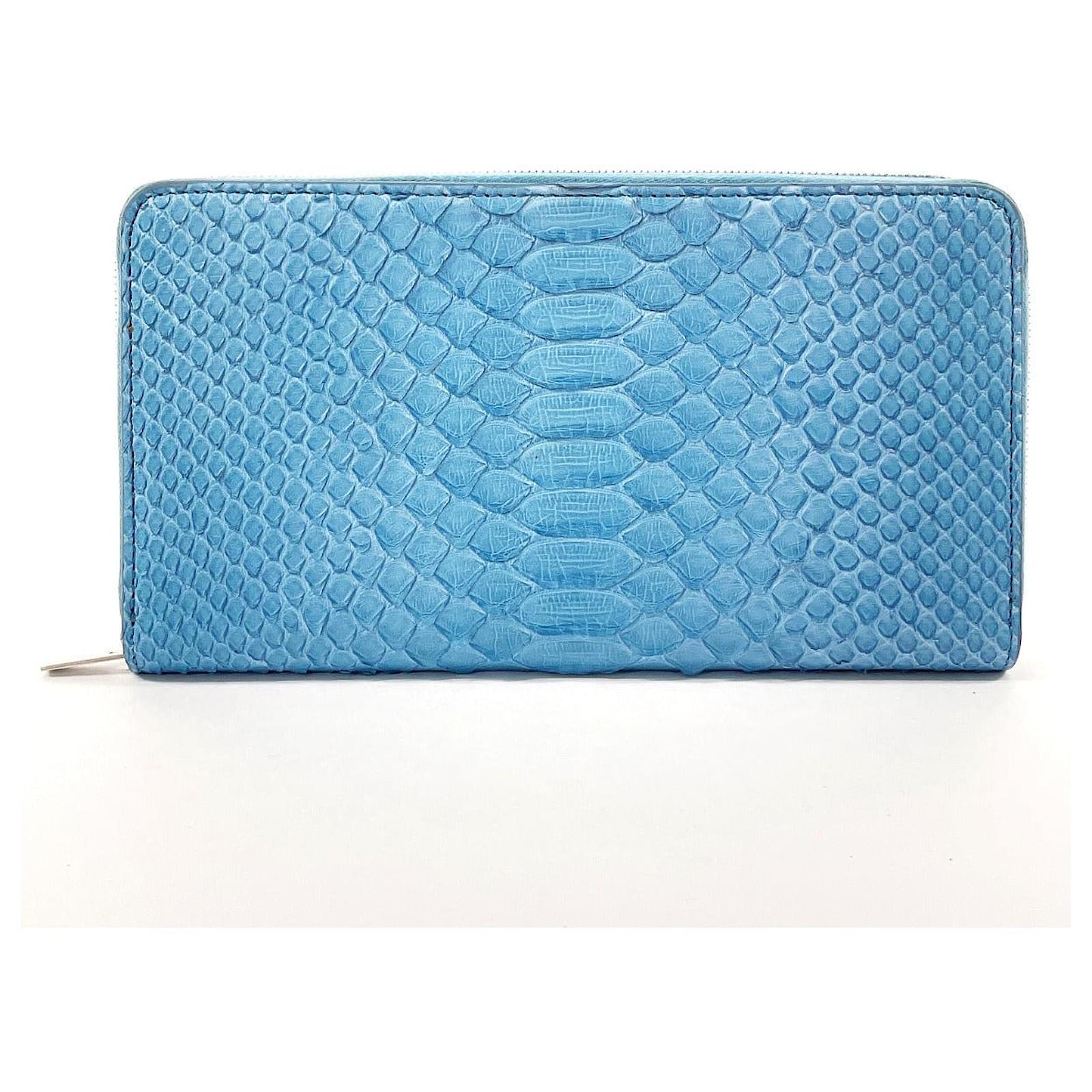 Céline Celine Python Long Wallet Blue Leather ref.1902217 - Joli Closet