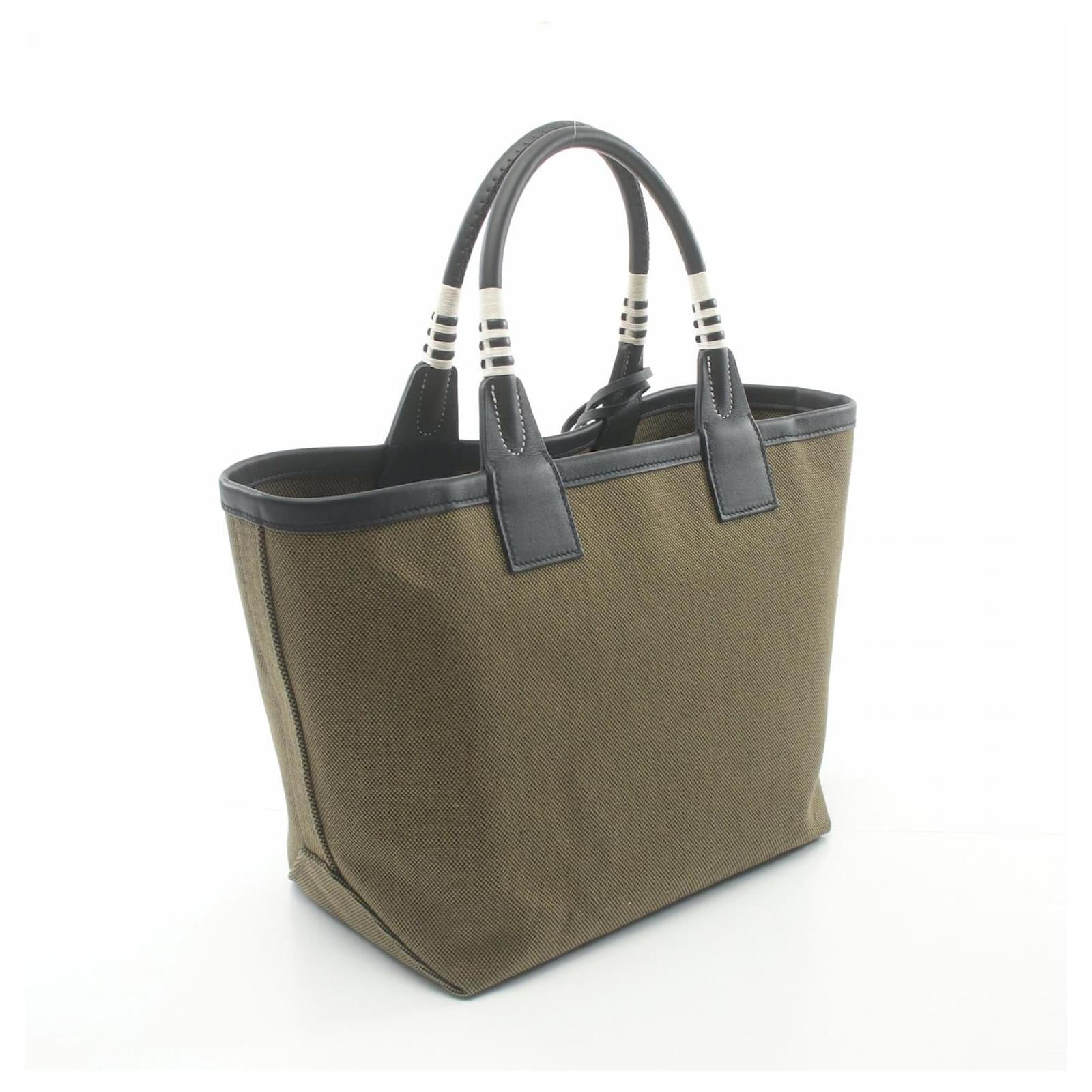 Hermès Hermes Steeple 25 Tote Bag Khaki/Black Green Cloth ref.1902542 ...