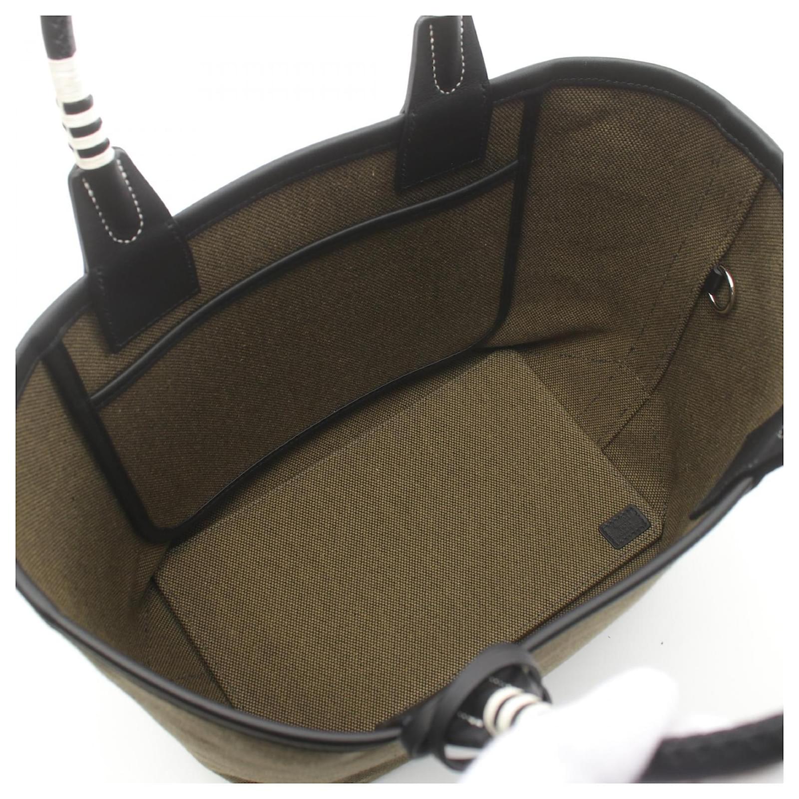 Hermès Hermes Steeple 25 Tote Bag Khaki/Black Green Cloth ref.1902542 ...