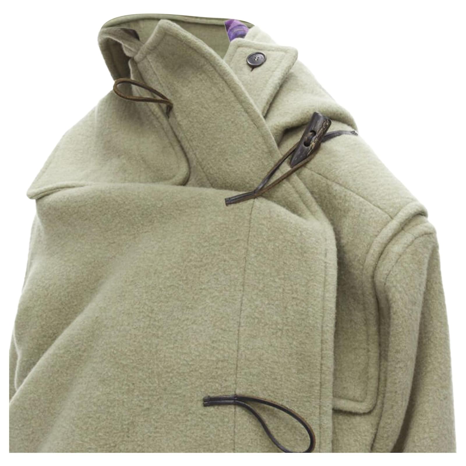 Balenciaga Pulled khaki toggle wrap coat Green Wool ref.1905443 - Joli ...