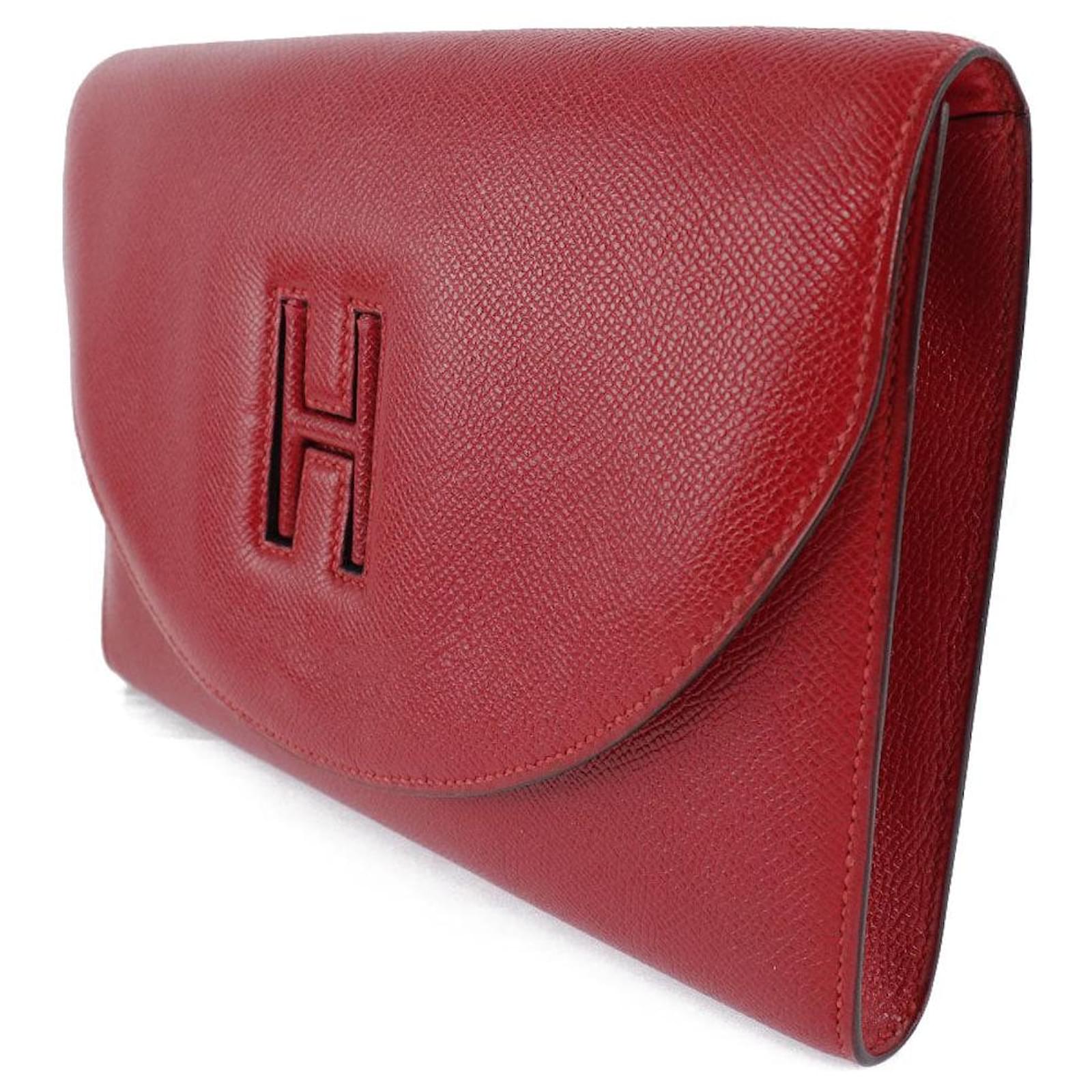 Hermès Hermes H Logo Clutch Bag Vintage Red Leather ref.1906116 - Joli ...