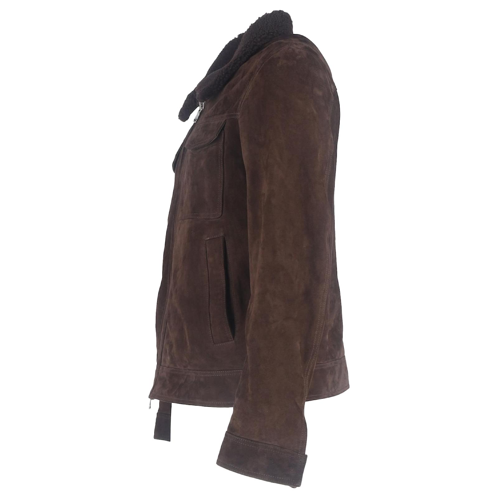 Autre Marque MR P. Shearling-Trimmed Trucker Jacket in Brown Suede ...