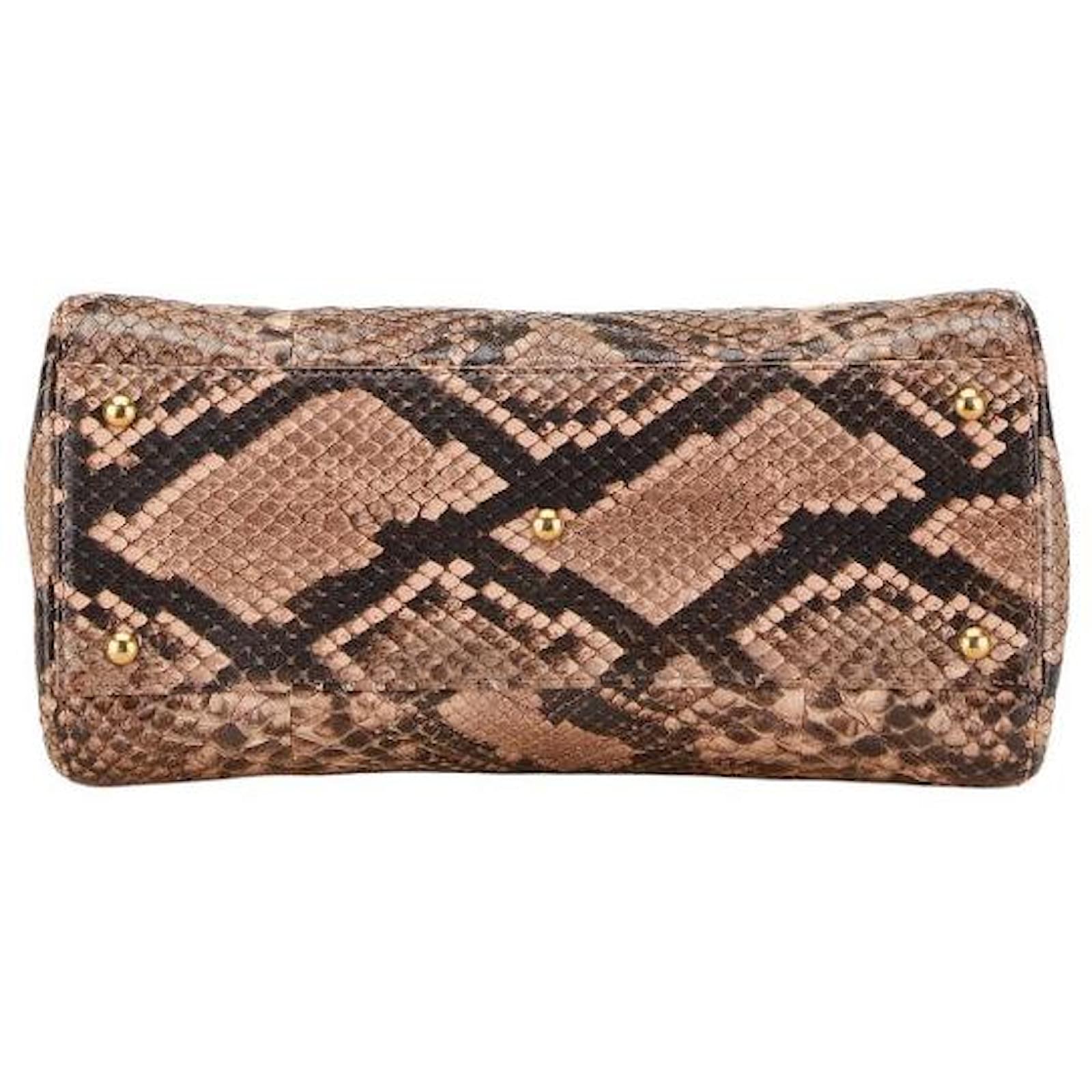 Gucci GG Marmont Python Embossed Leather Handbag Brown Beige ref ...