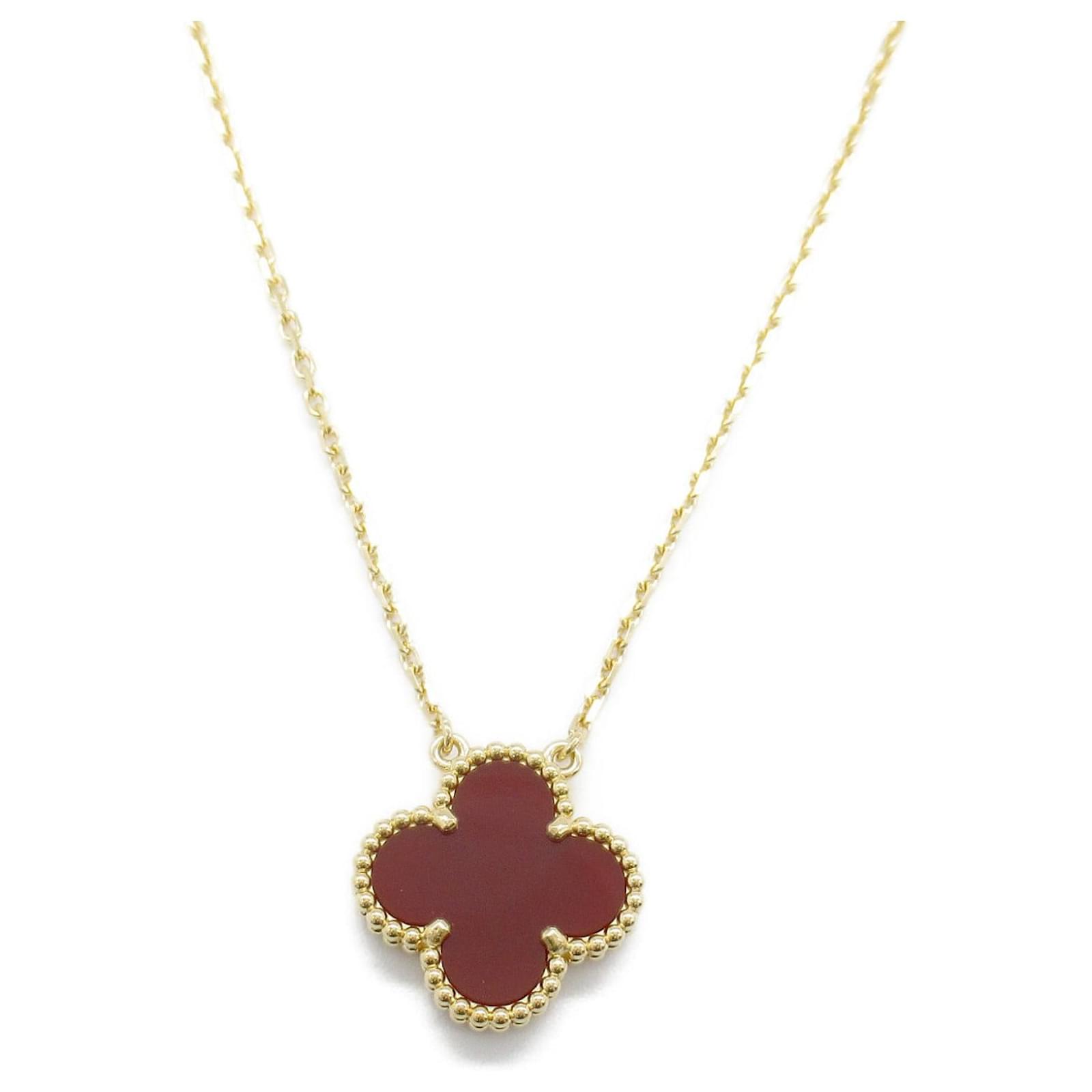 Van Cleef & Arpels Vintage Alhambra Necklace Carnelian Red Metal ref ...