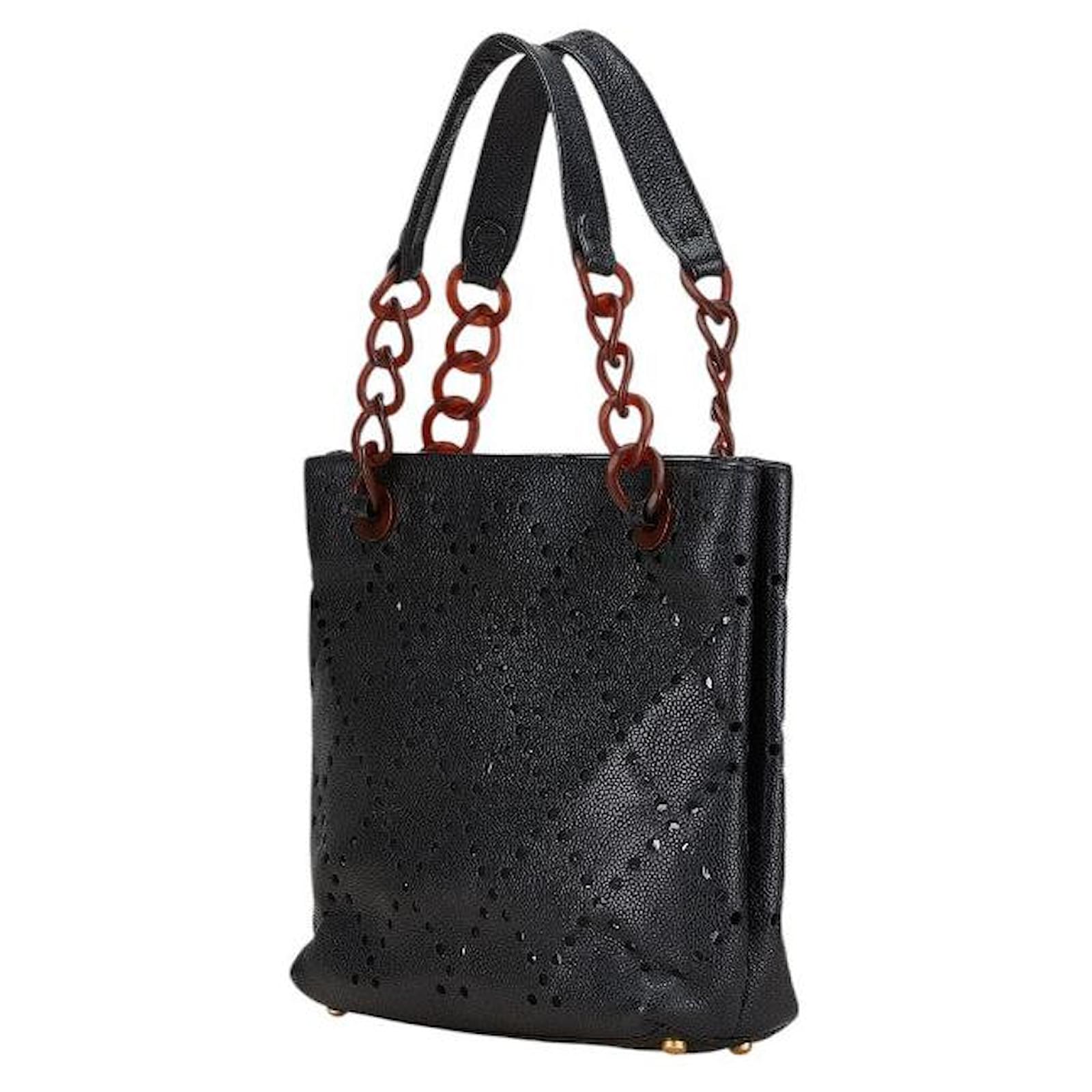 Chanel Caviar Skin Chain Handbag Black Leather ref.1932880 - Joli Closet