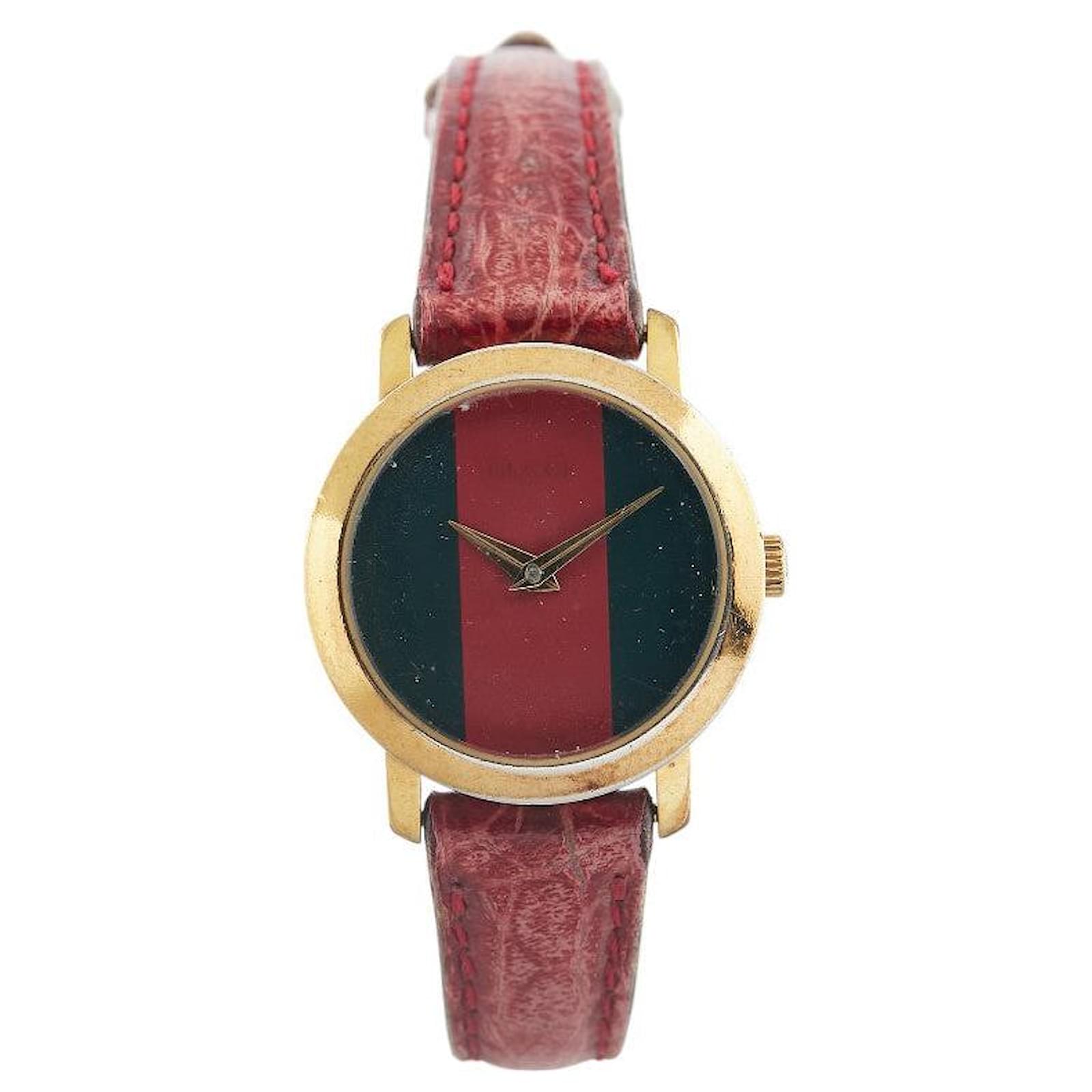 Gucci Quartz Watch 2200L Stainless Steel Leather Green Metal ref ...